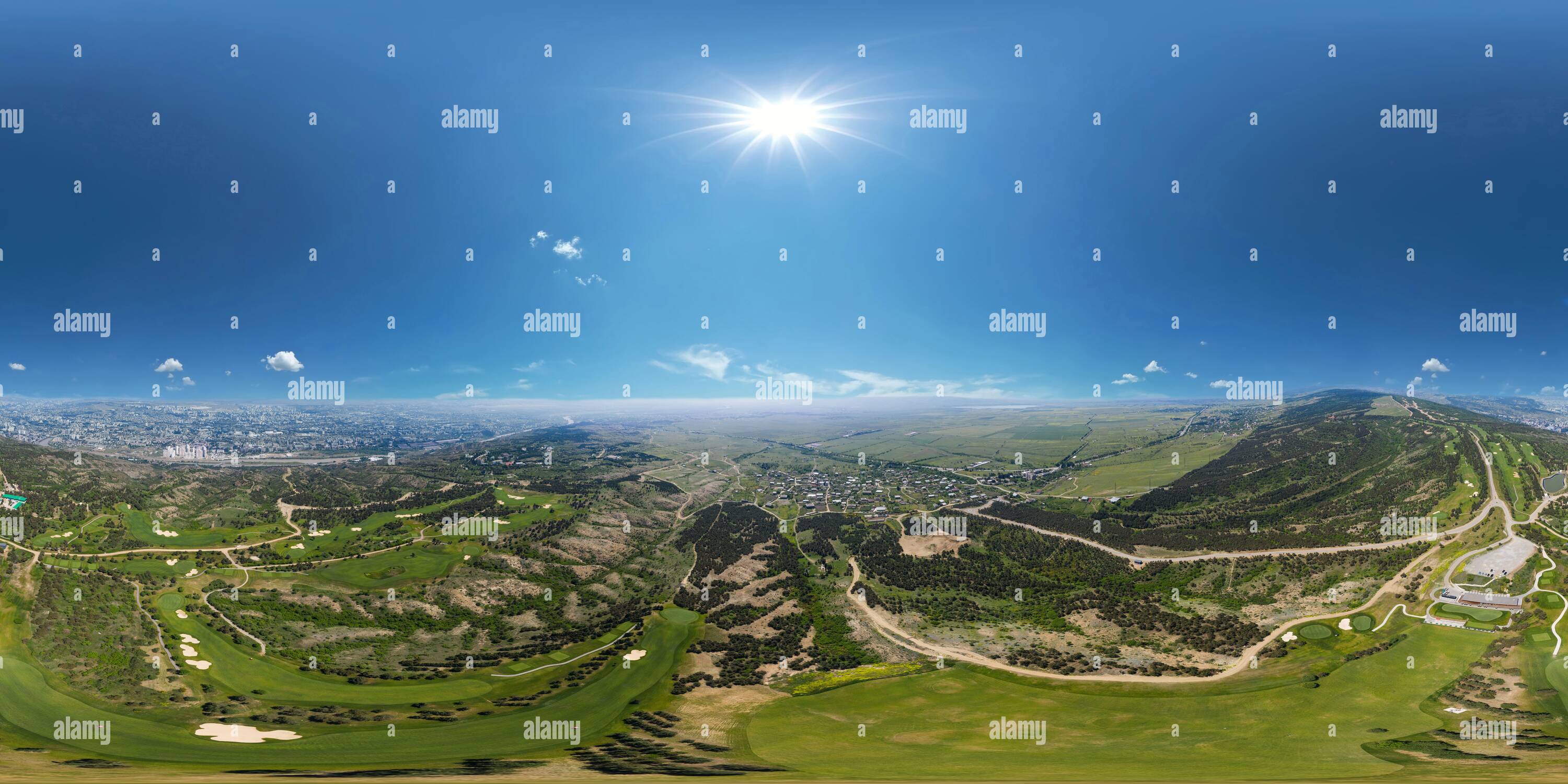 360° view of 360 degree panoramic aerial view of the green golf course ...