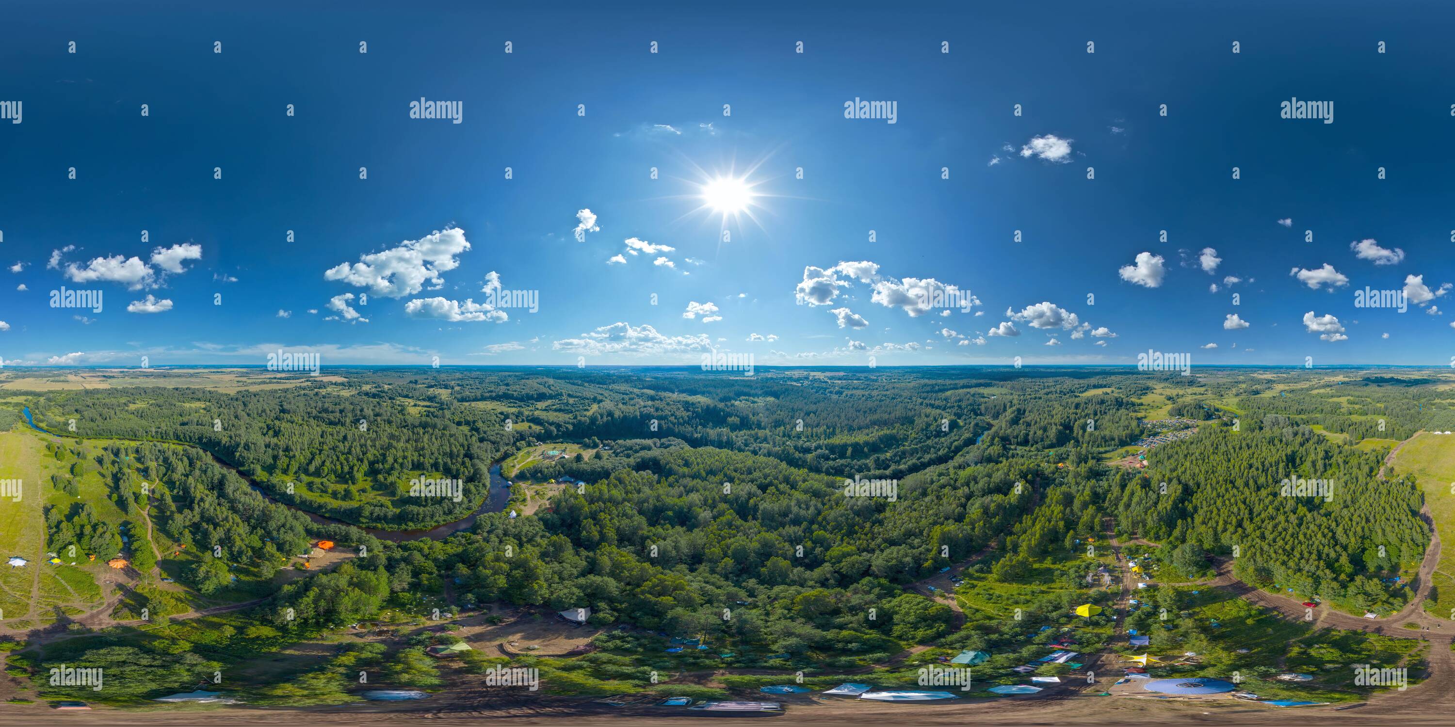 360° view of 360-degree panoramic aerial view of a field and a ...