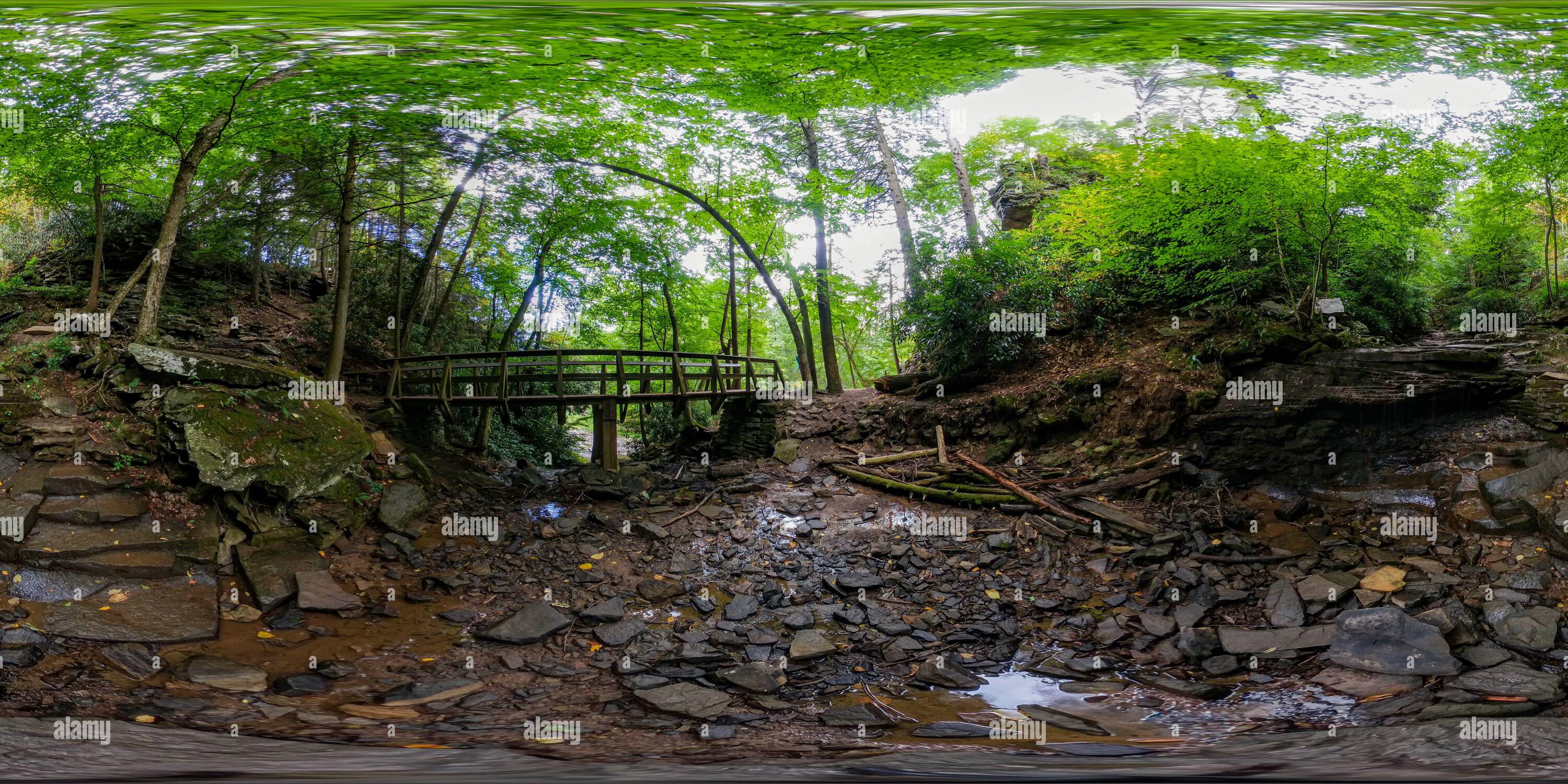 360° view of Photosphere in stream channel at the base of rainbow falls ...