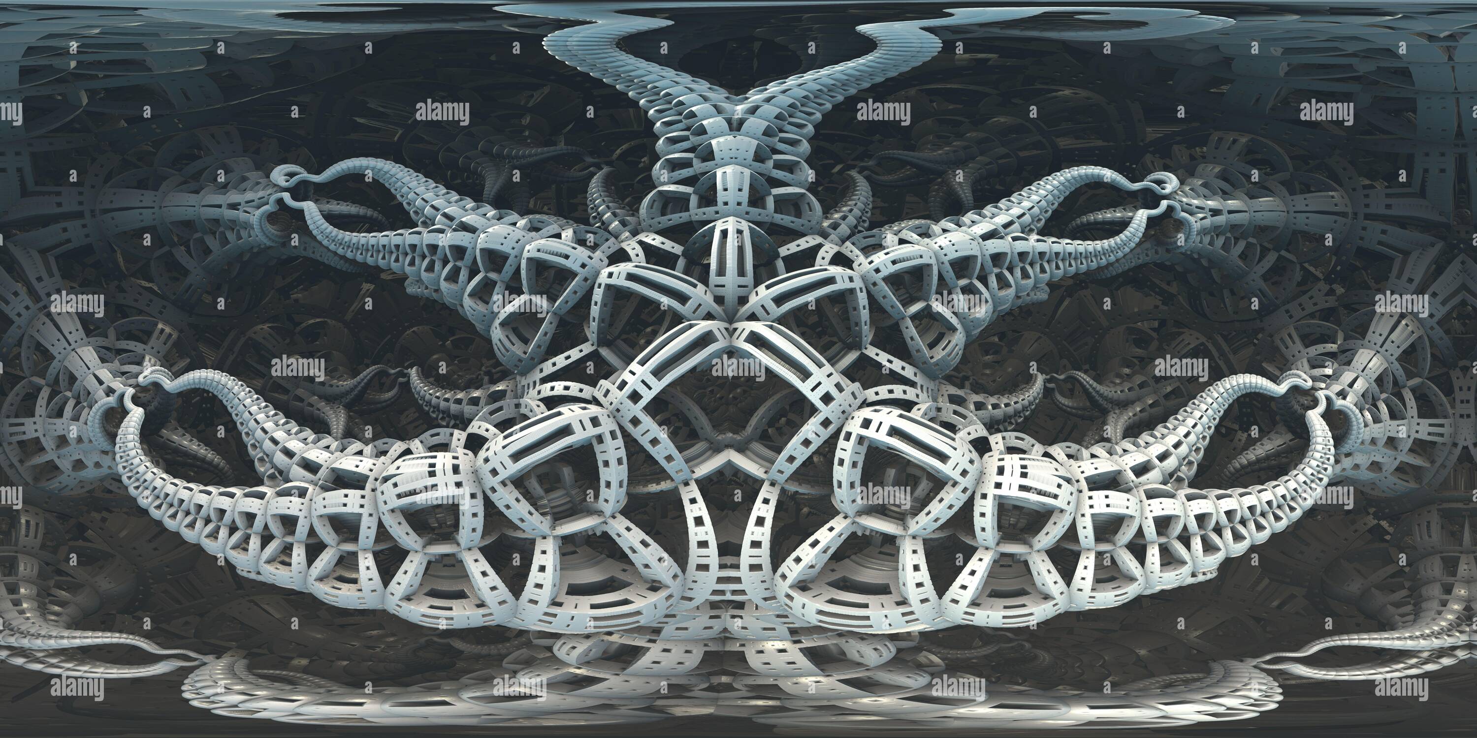 360° view of 360 degree alien labyrinth, abstract maze background ...