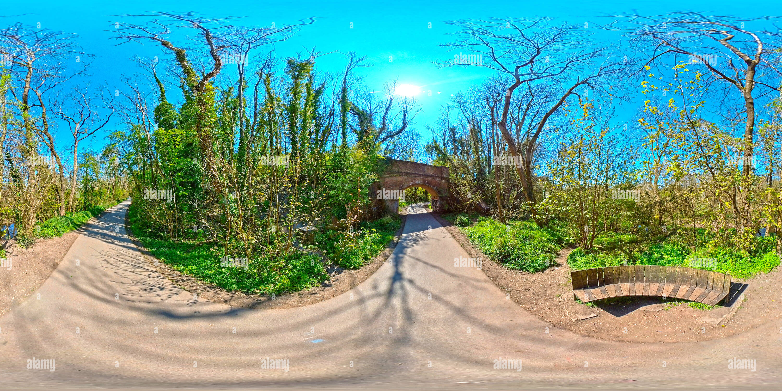 360° view of River Itchen Navigation in path in Winchester Hampshire ...
