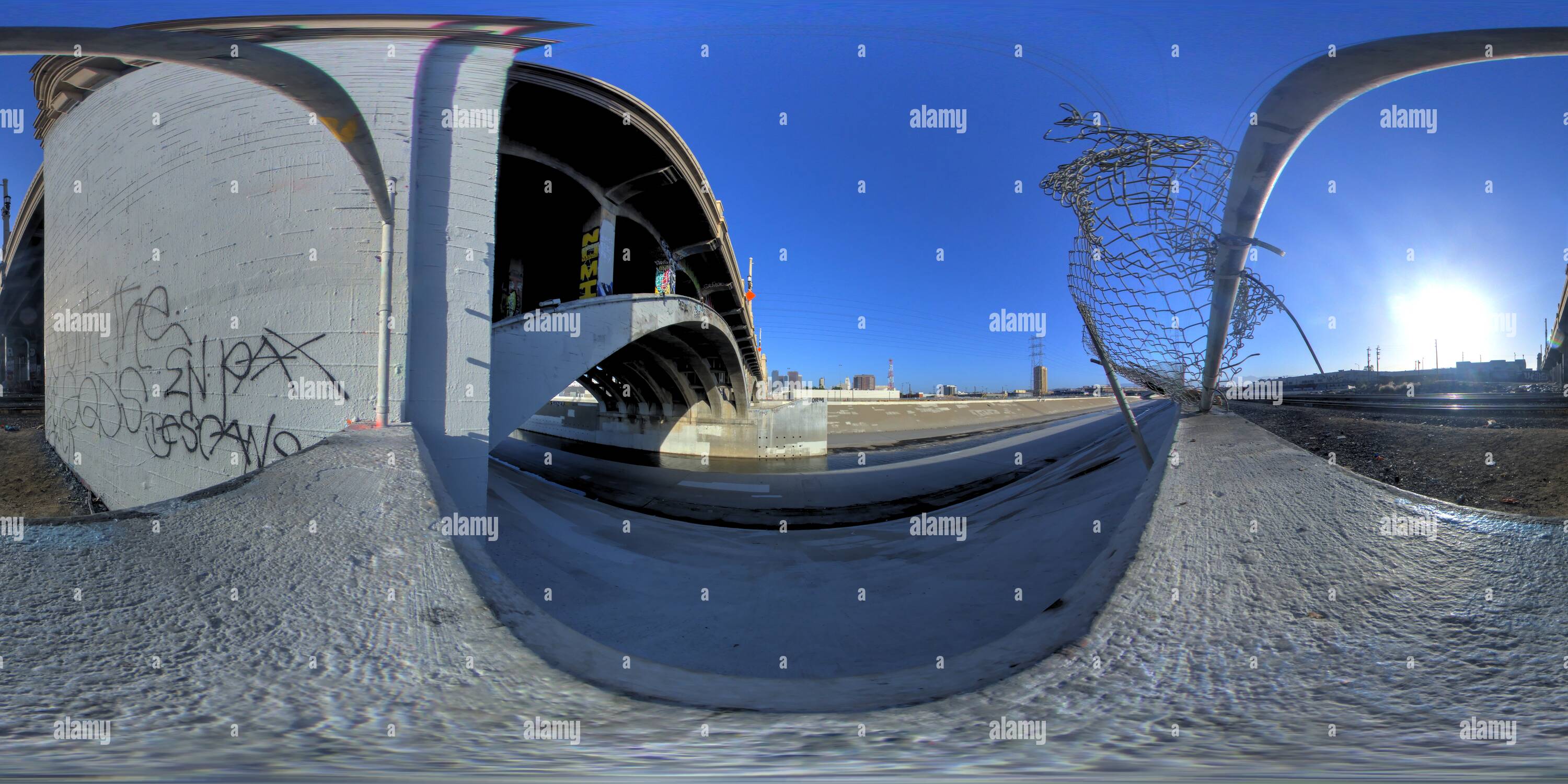 360° view of 1st Street Viaduct - Downtown LA - sunrise 49 Riverside ...