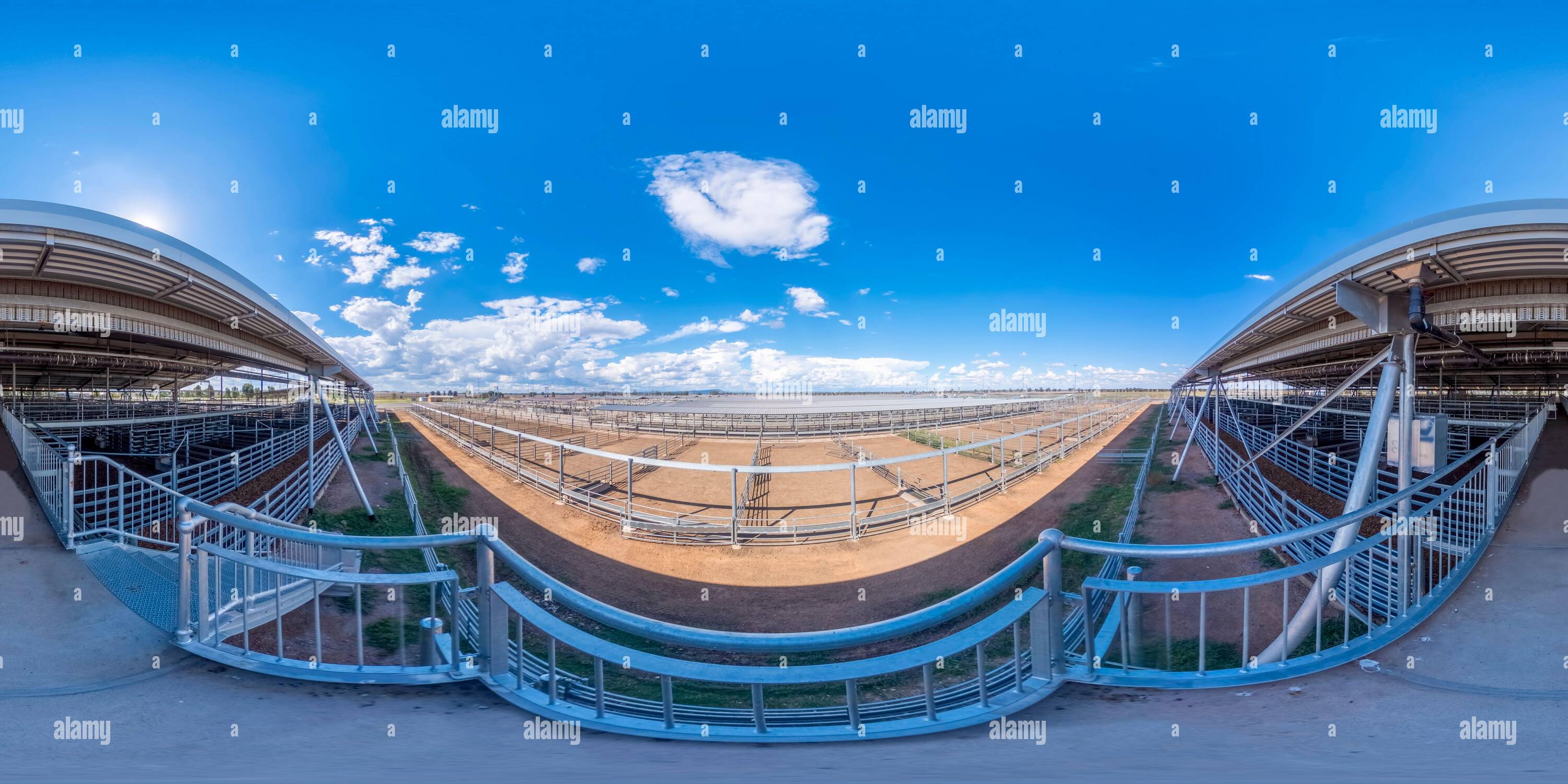 360° view of Spherical panoramic photograph of a large livestock centre ...