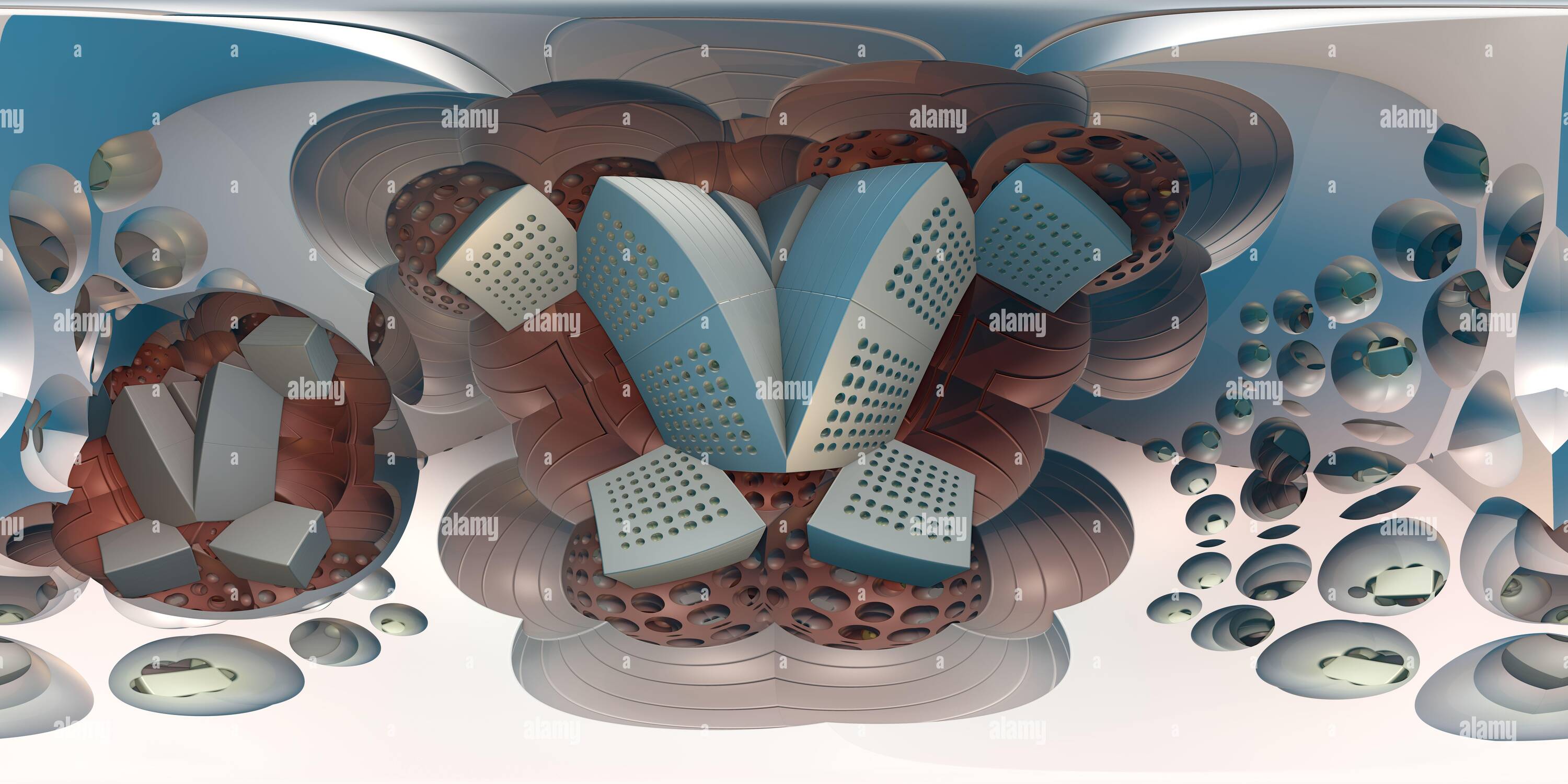 360° view of 360 degree alien labyrinth, abstract maze background ...