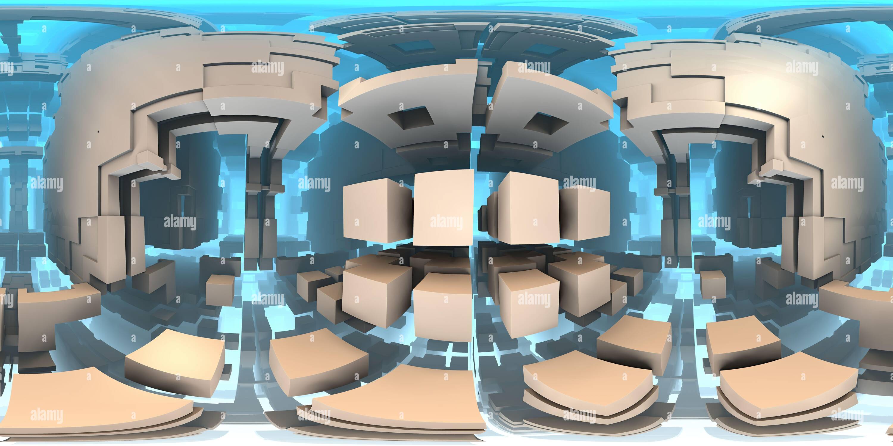 360° view of 360 degree alien labyrinth, abstract maze background ...