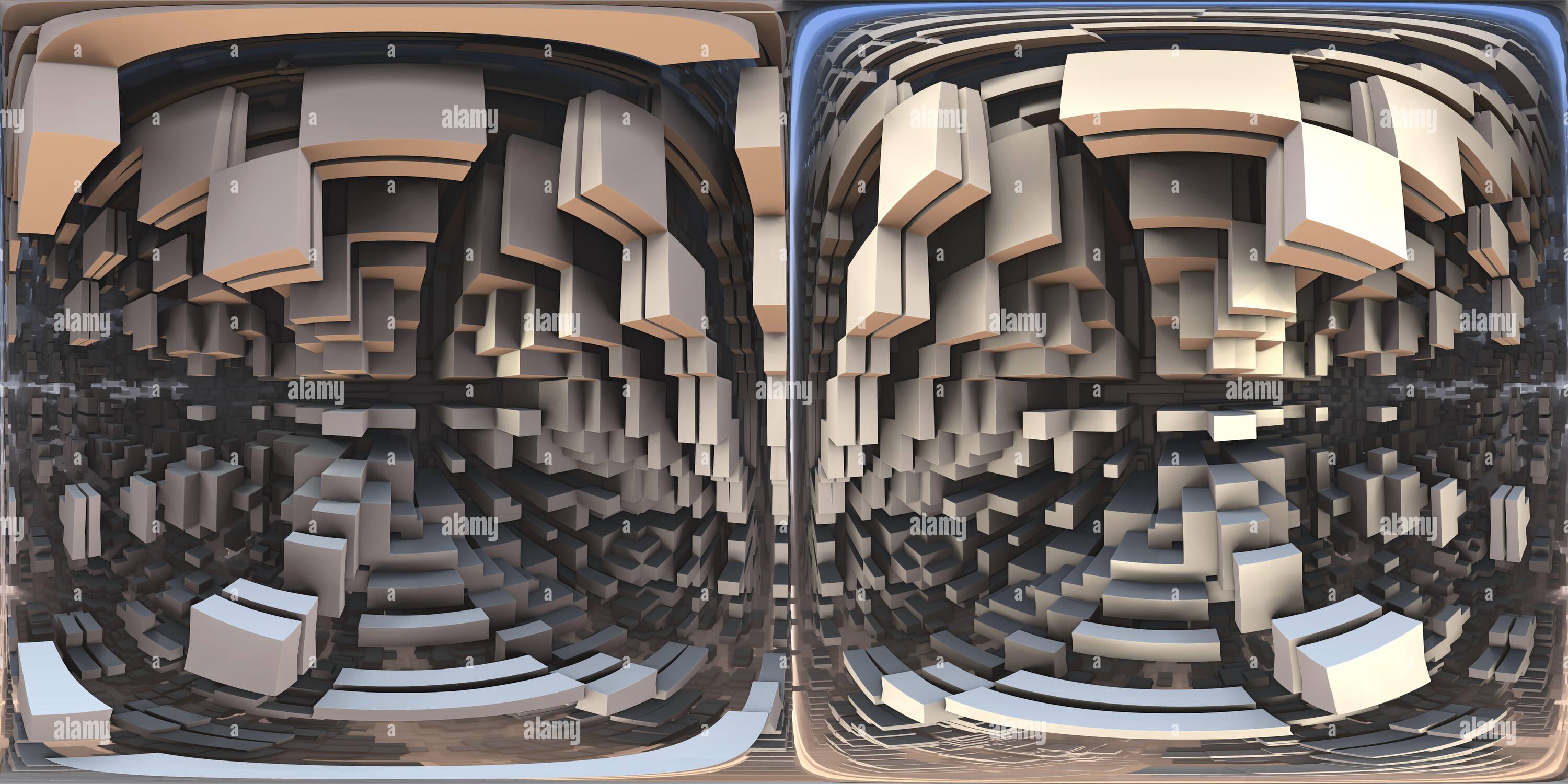 360° view of 360 degree alien labyrinth, abstract maze background ...