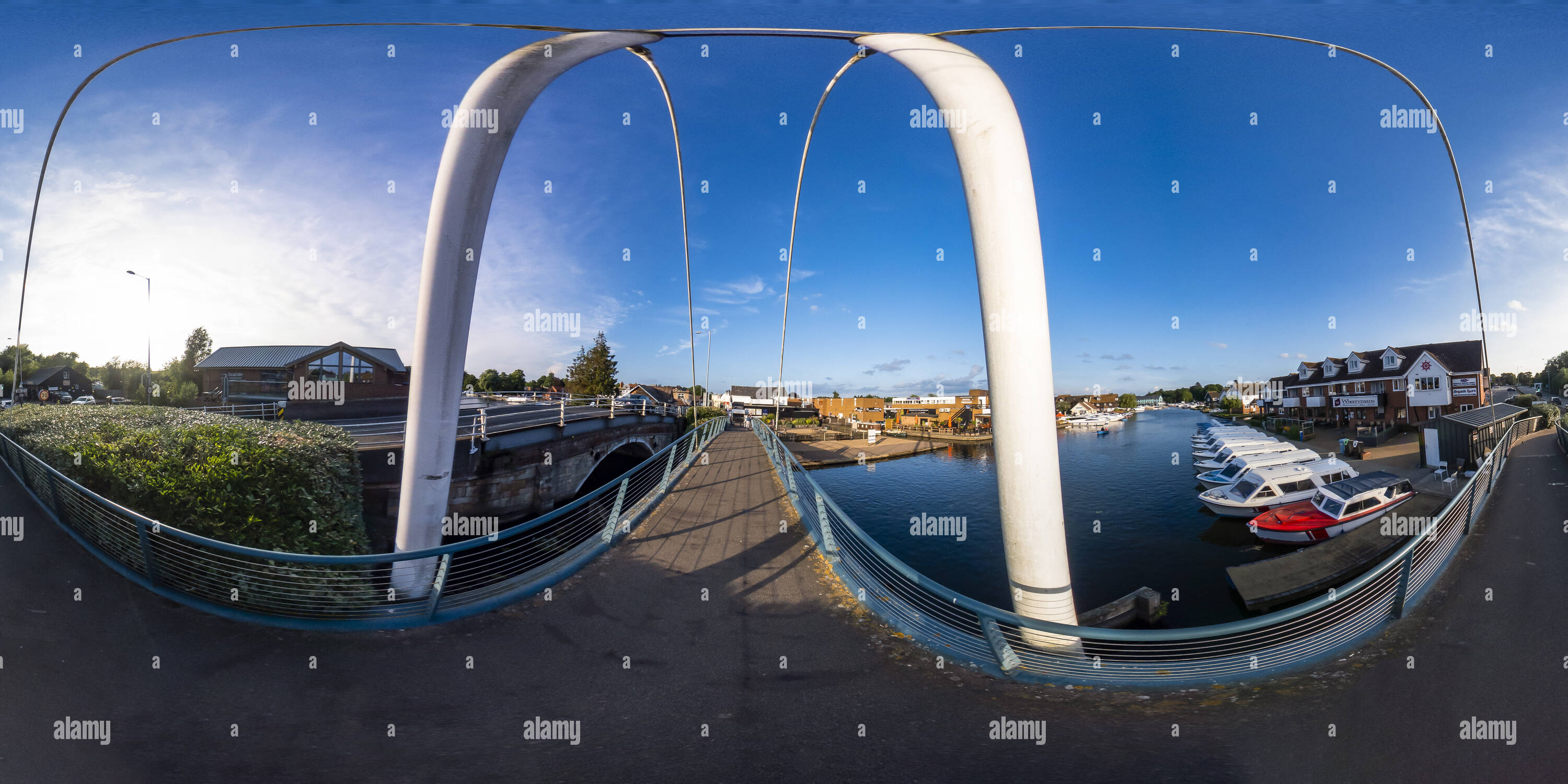 360° view of River Bure in the village of Wroxham, Norfolk Broads - Alamy