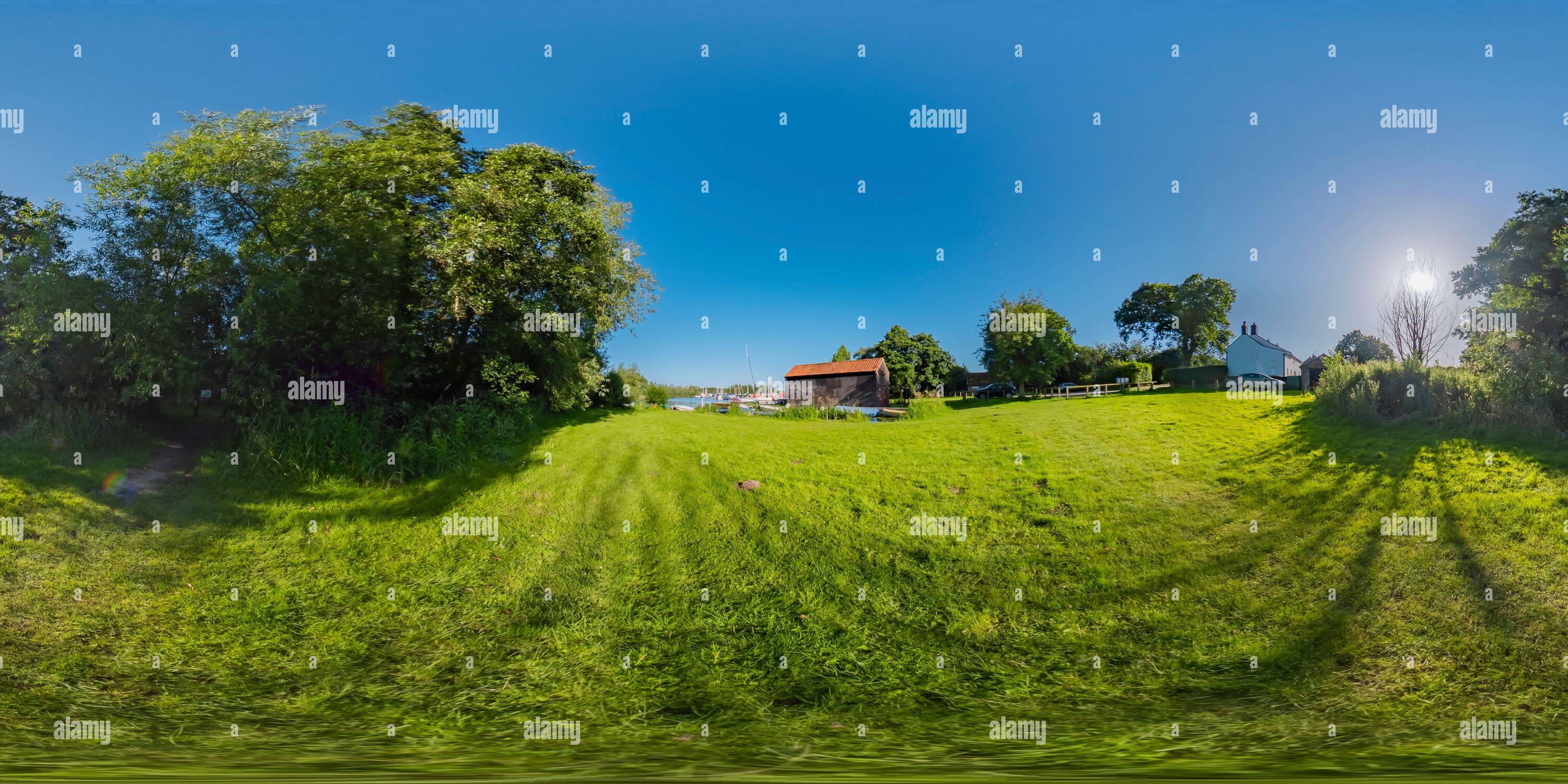 360° view of The public park beside the River at Barton Turf Staithe in ...