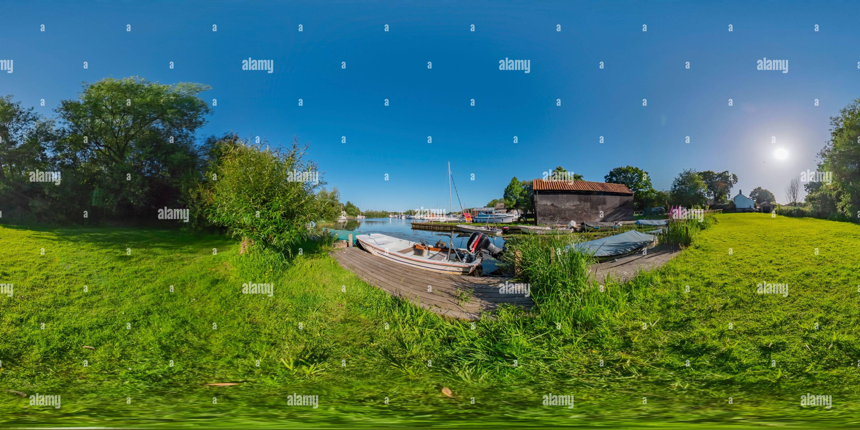 360° view of Barton Turf, Norfolk, UK – July 2021. Typical Norfolk ...