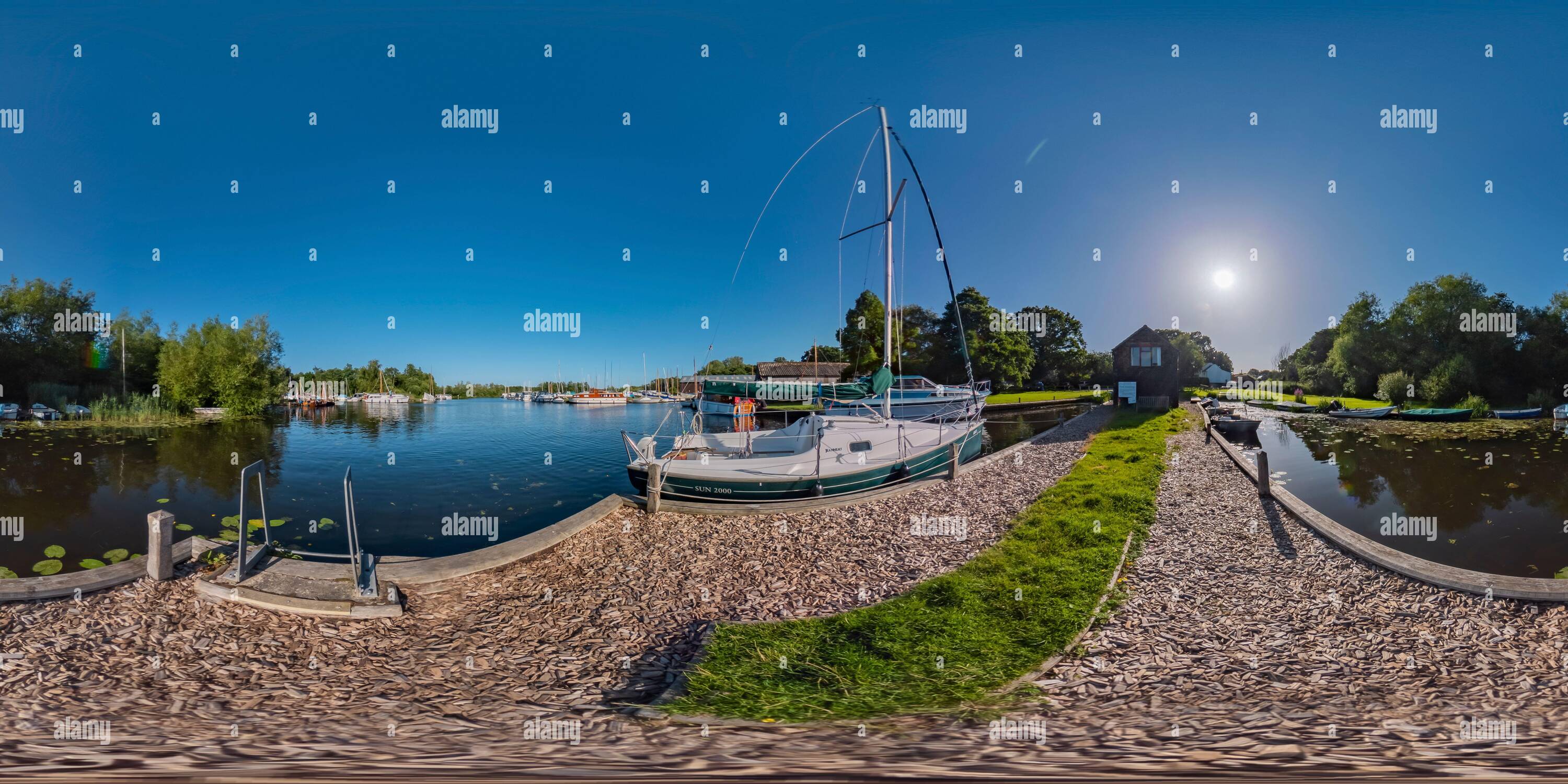 360° view of Barton Turf, Norfolk, UK – July 2021. Typical Norfolk ...