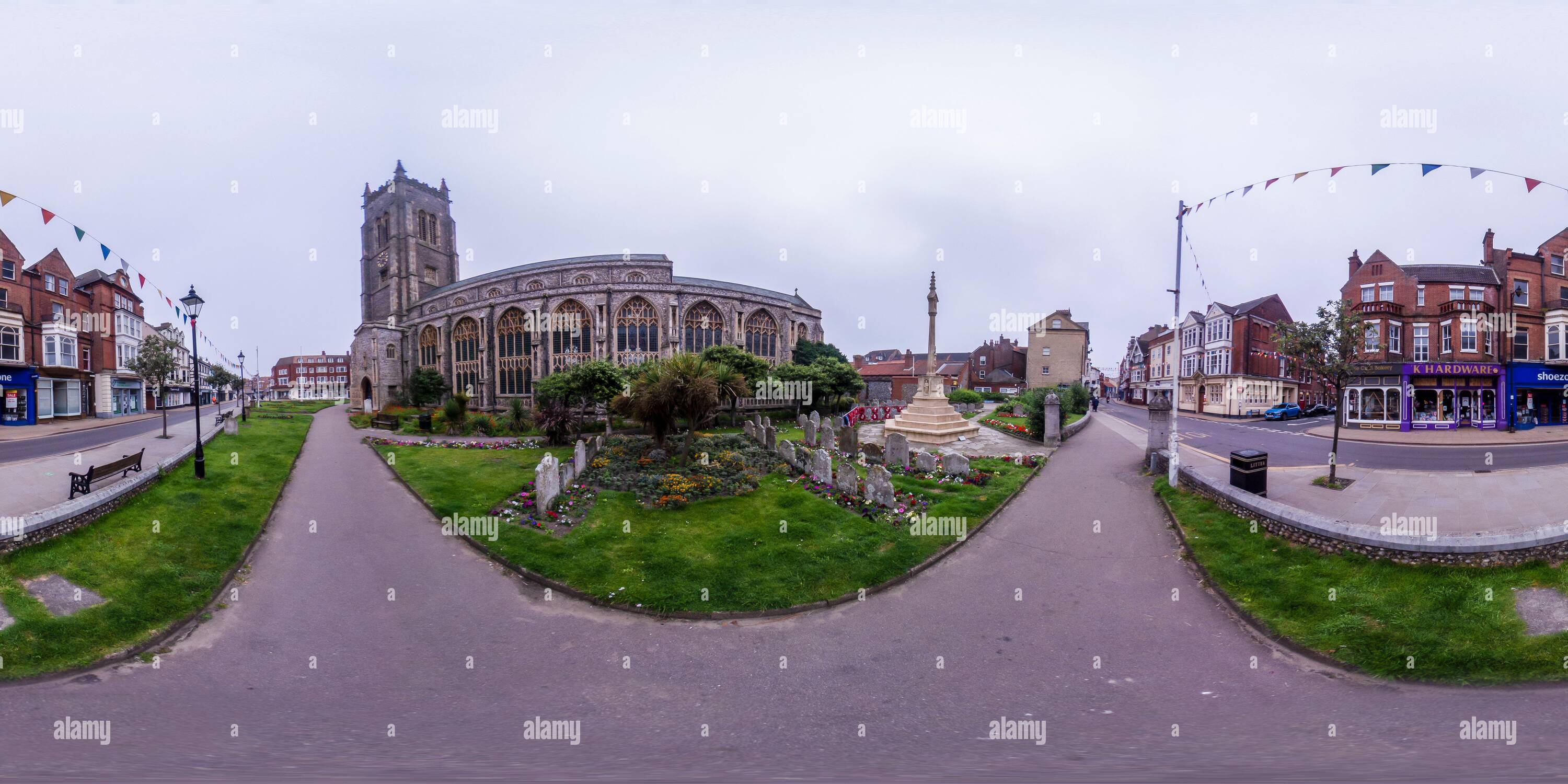 360° view of Cromer, Norfolk, UK – July 2021. Full spherical seamless ...