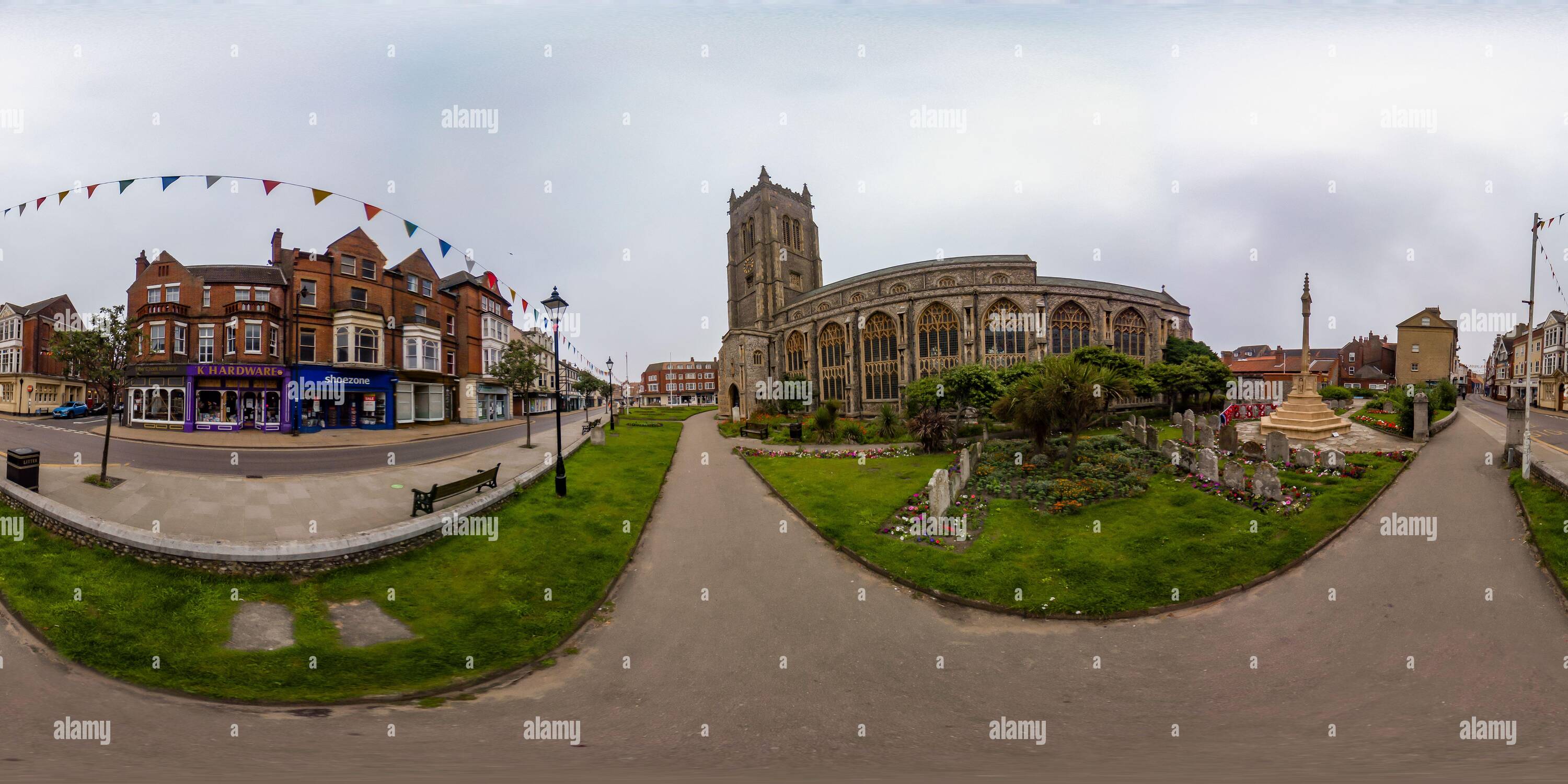 360° view of Cromer, Norfolk, UK – July 2021. Full spherical seamless ...
