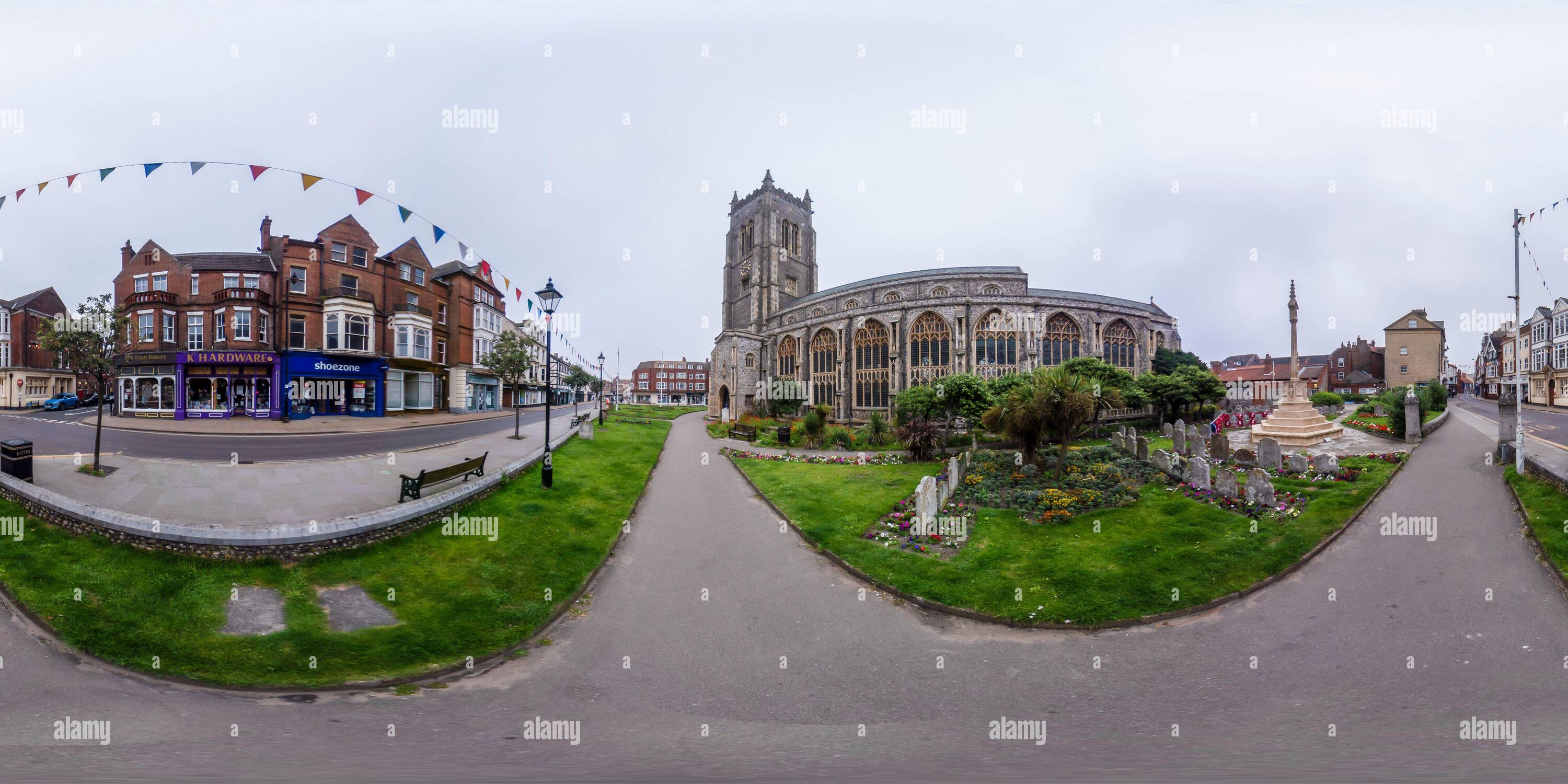 360° view of Cromer, Norfolk, UK – July 2021. Full spherical seamless ...