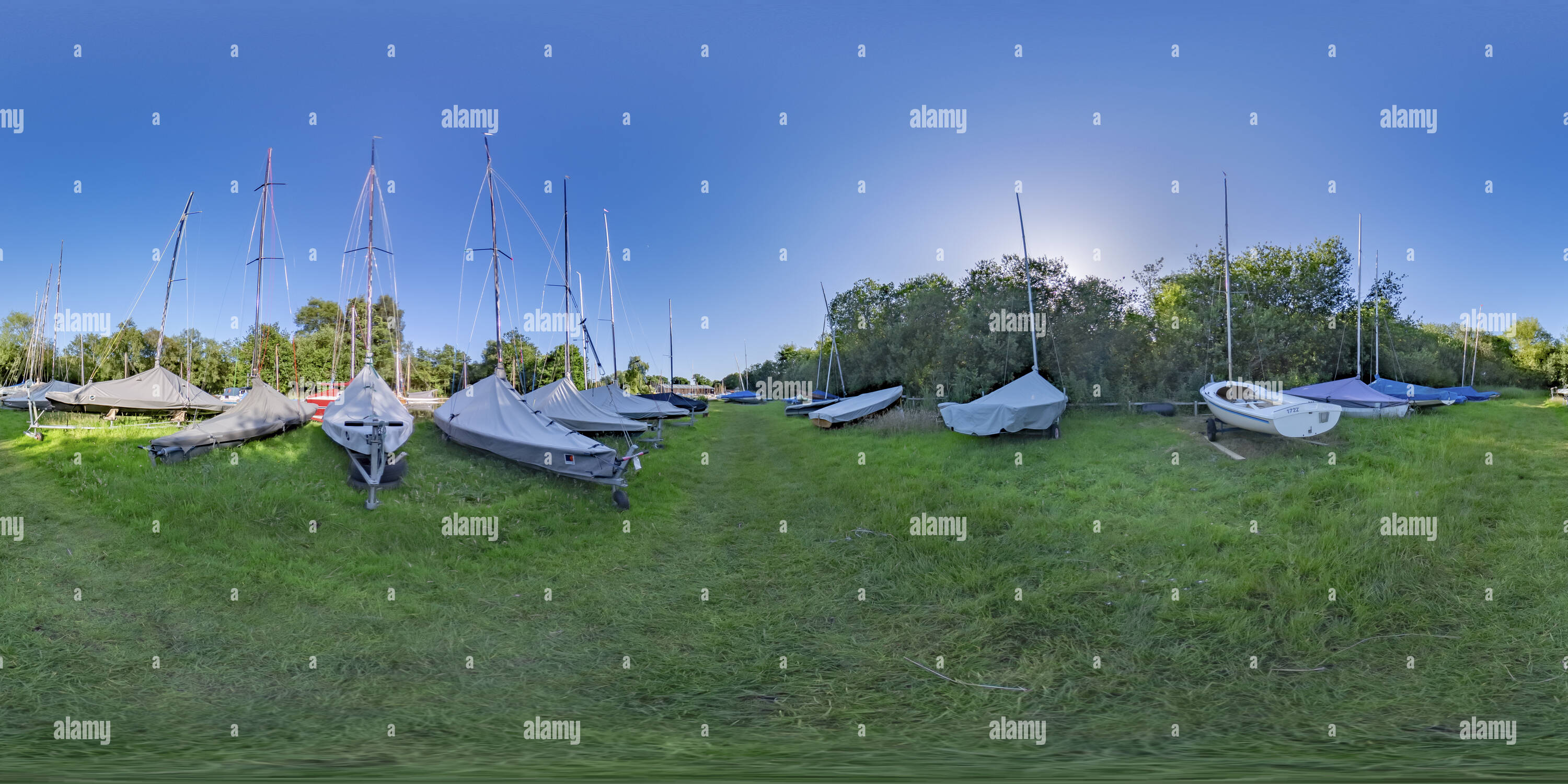 360° view of Boats on the bank in Barton Turf, Norfolk - Alamy