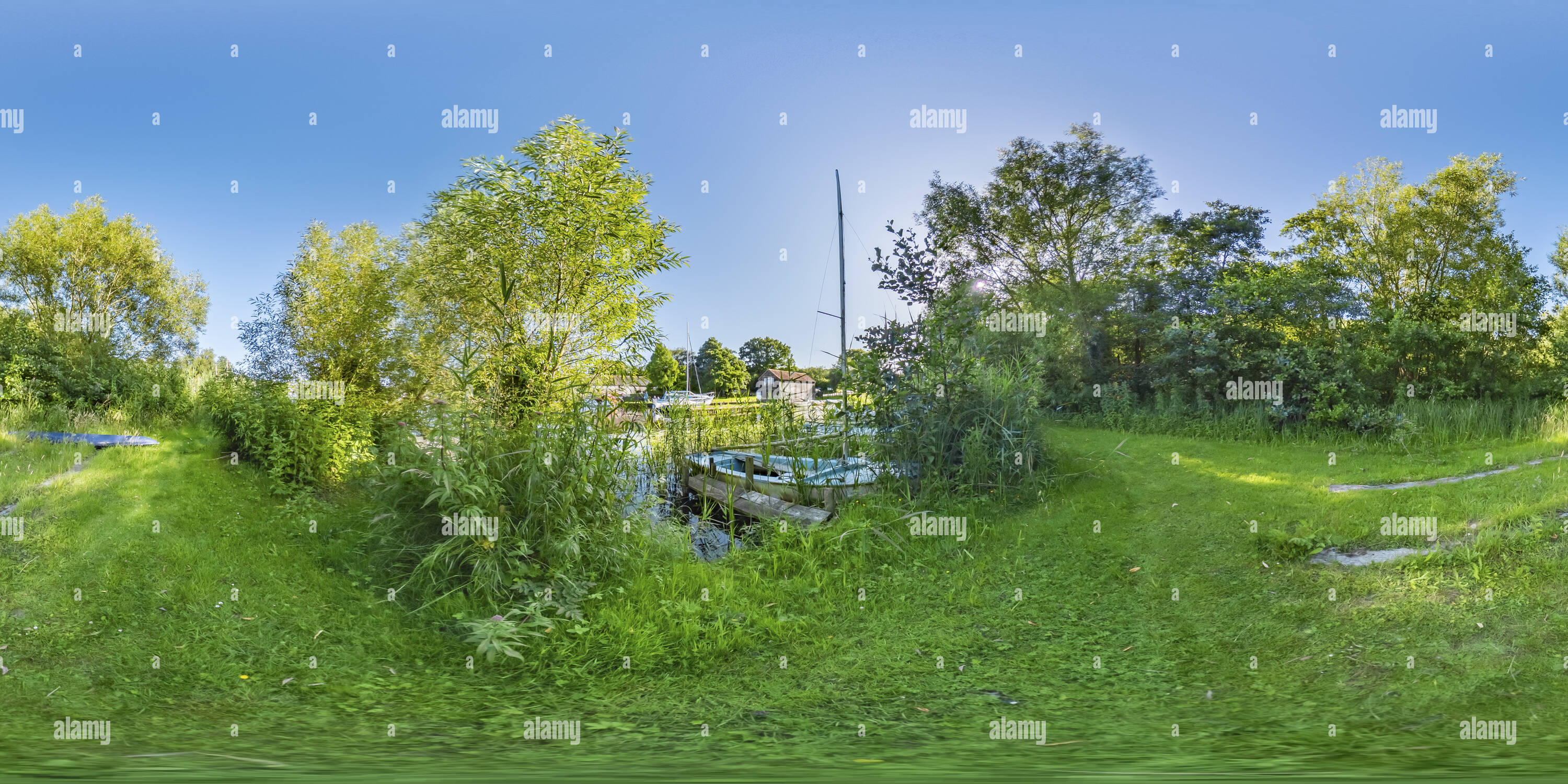 360° view of Water's edge in the village of Barton Turf, Norfolk Broads ...