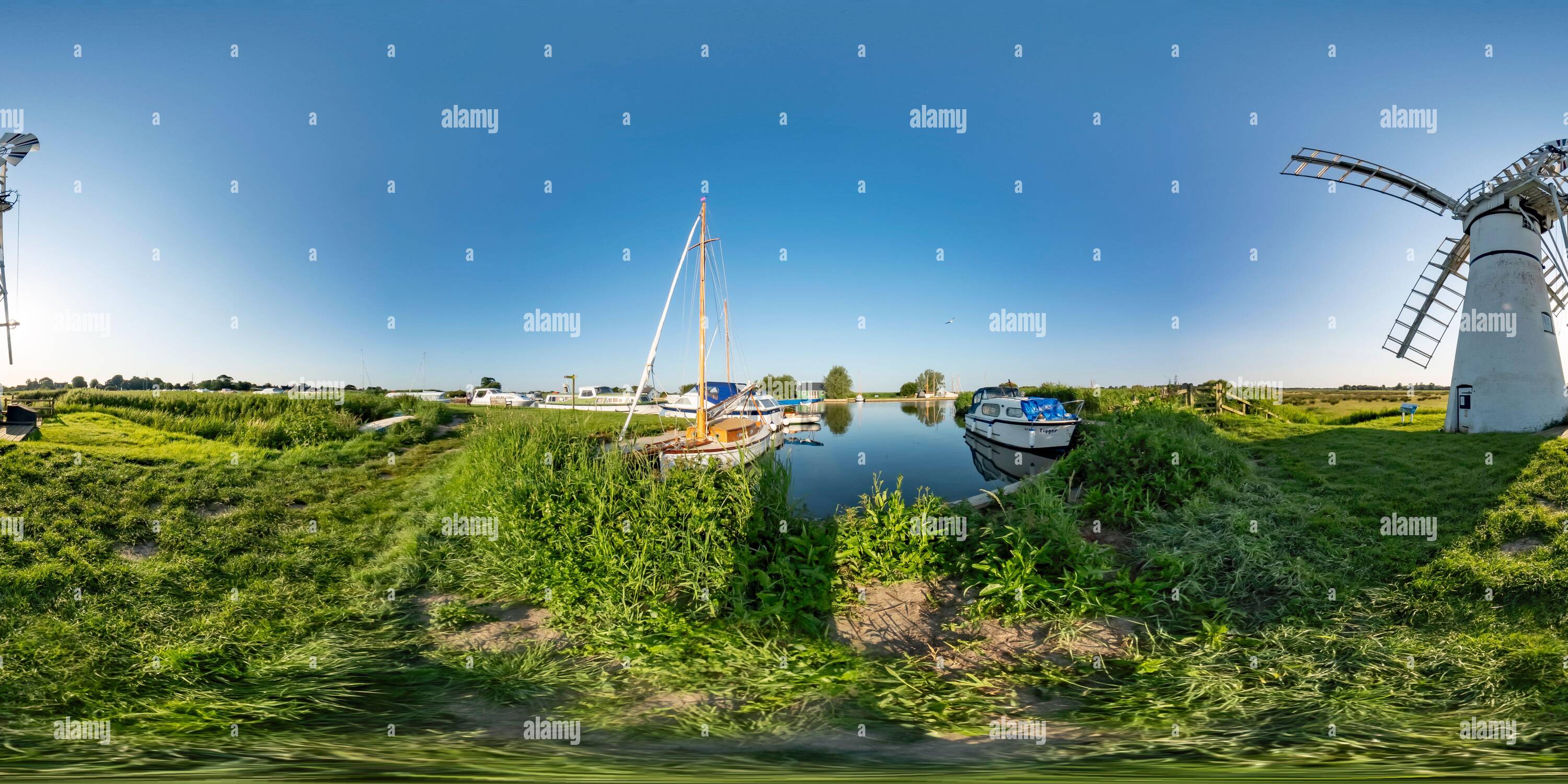 360° view of Thurne, Norfolk, UK – July 2021. Full spherical seamless ...