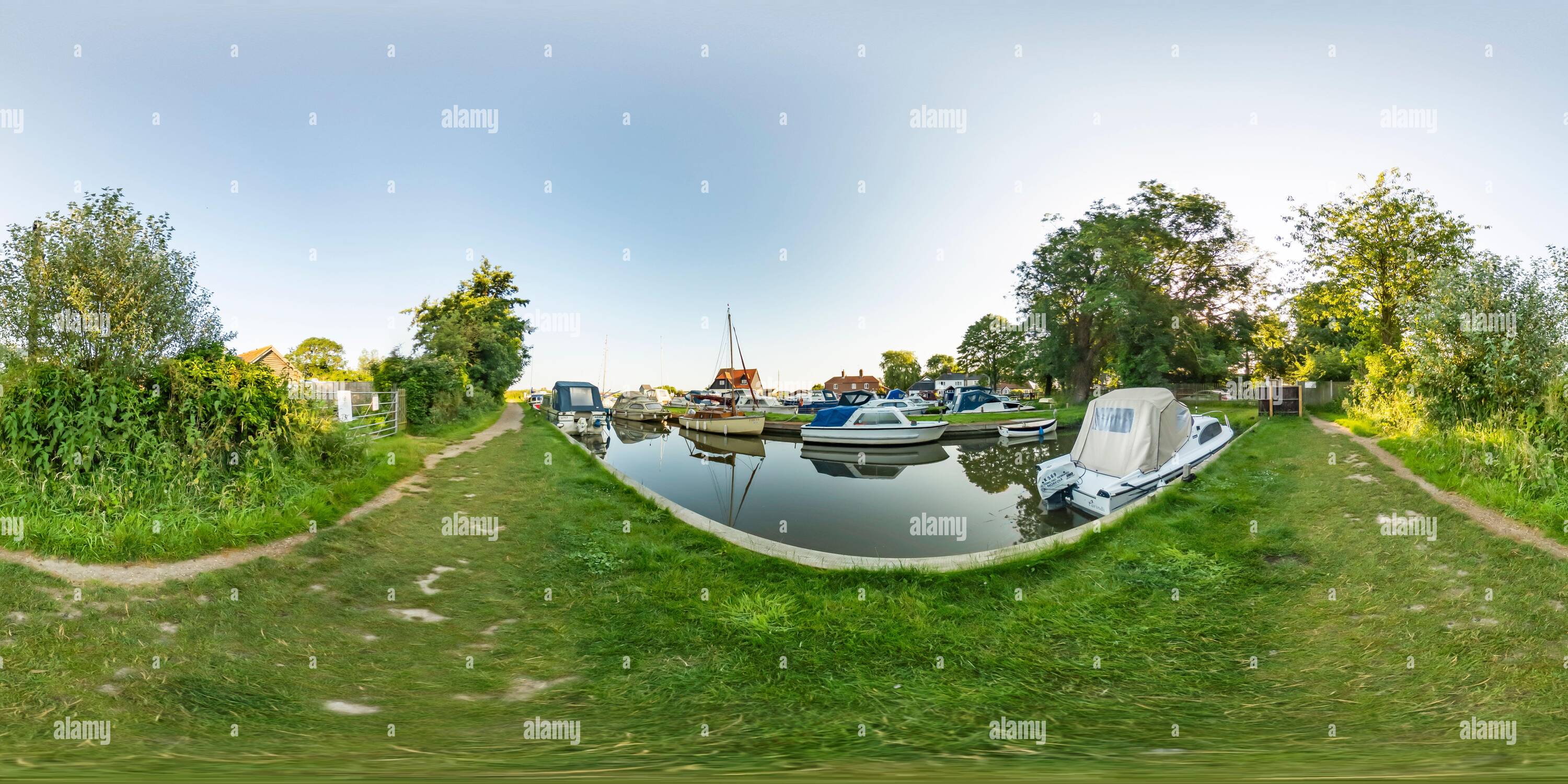 360° view of Thurne, Norfolk, UK – July 2021. Full spherical seamless ...