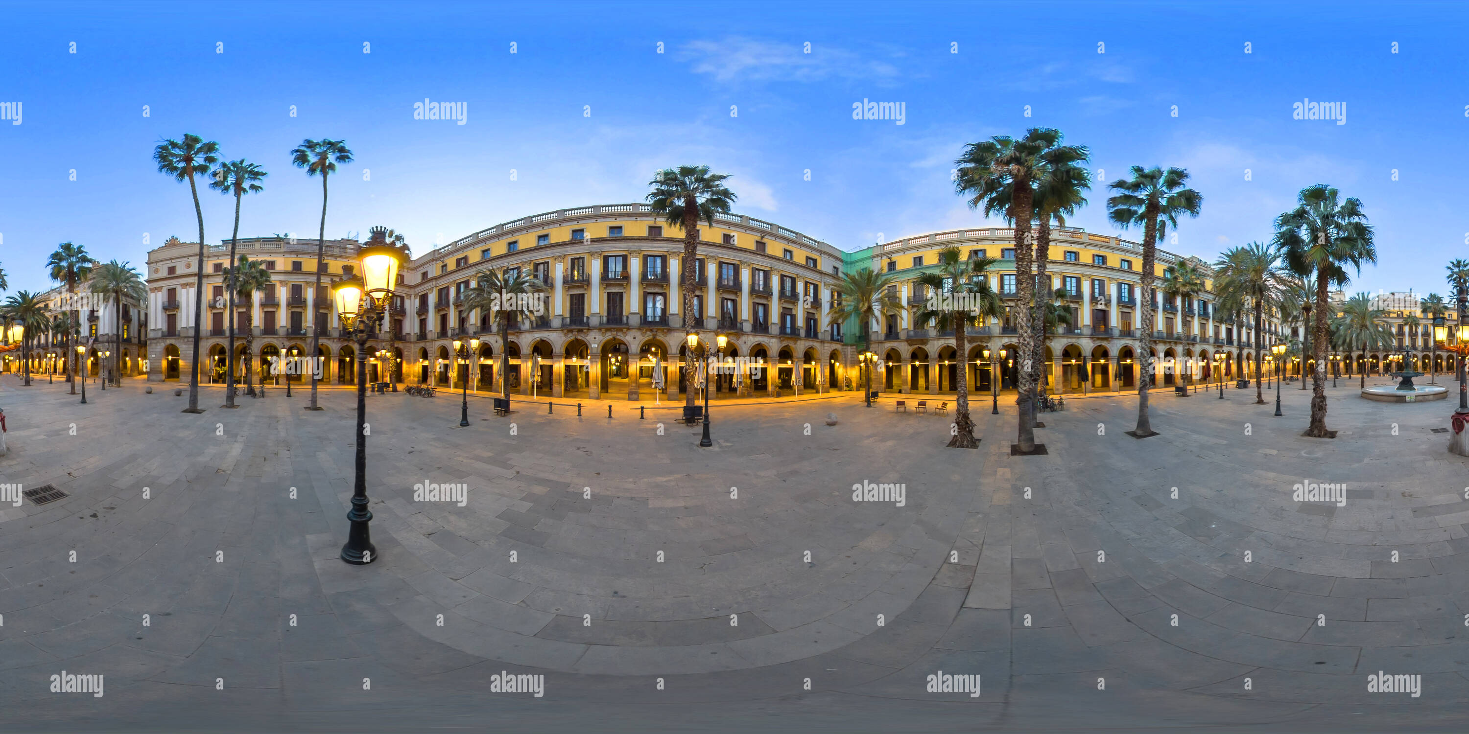 360° view of Barcelona 360vr Square Royal At Sunset 03 Without People ...