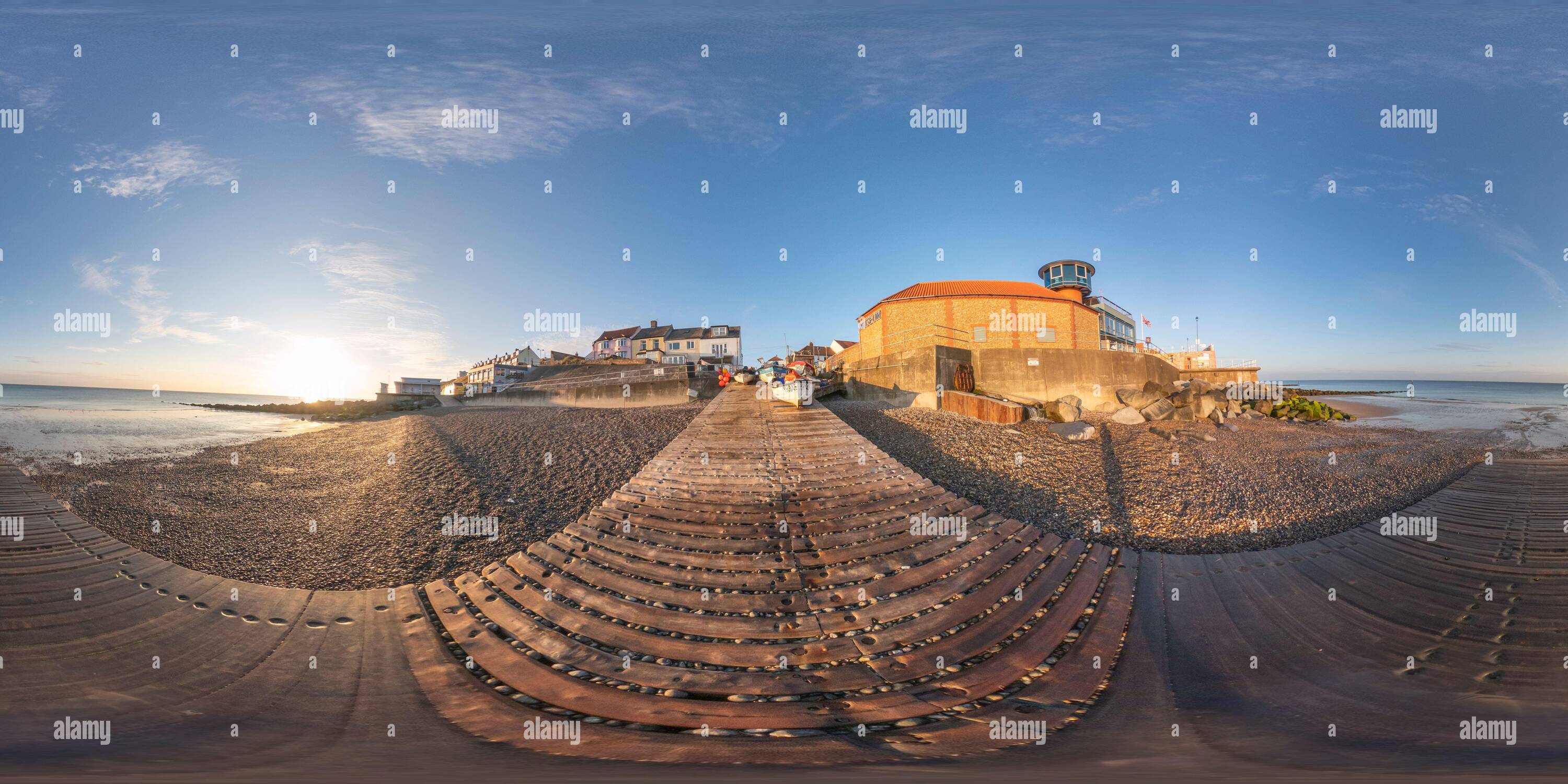360° view of Traditional crab fishing boats on Sheringham beach on the ...