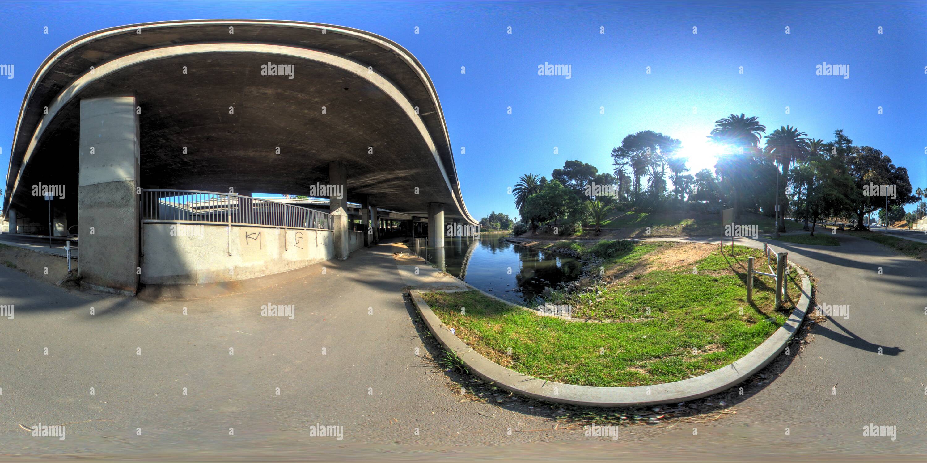 360° view of HDR 360 Pano DTLA Eastside Hollenbeck Park Lake - 029 - Alamy