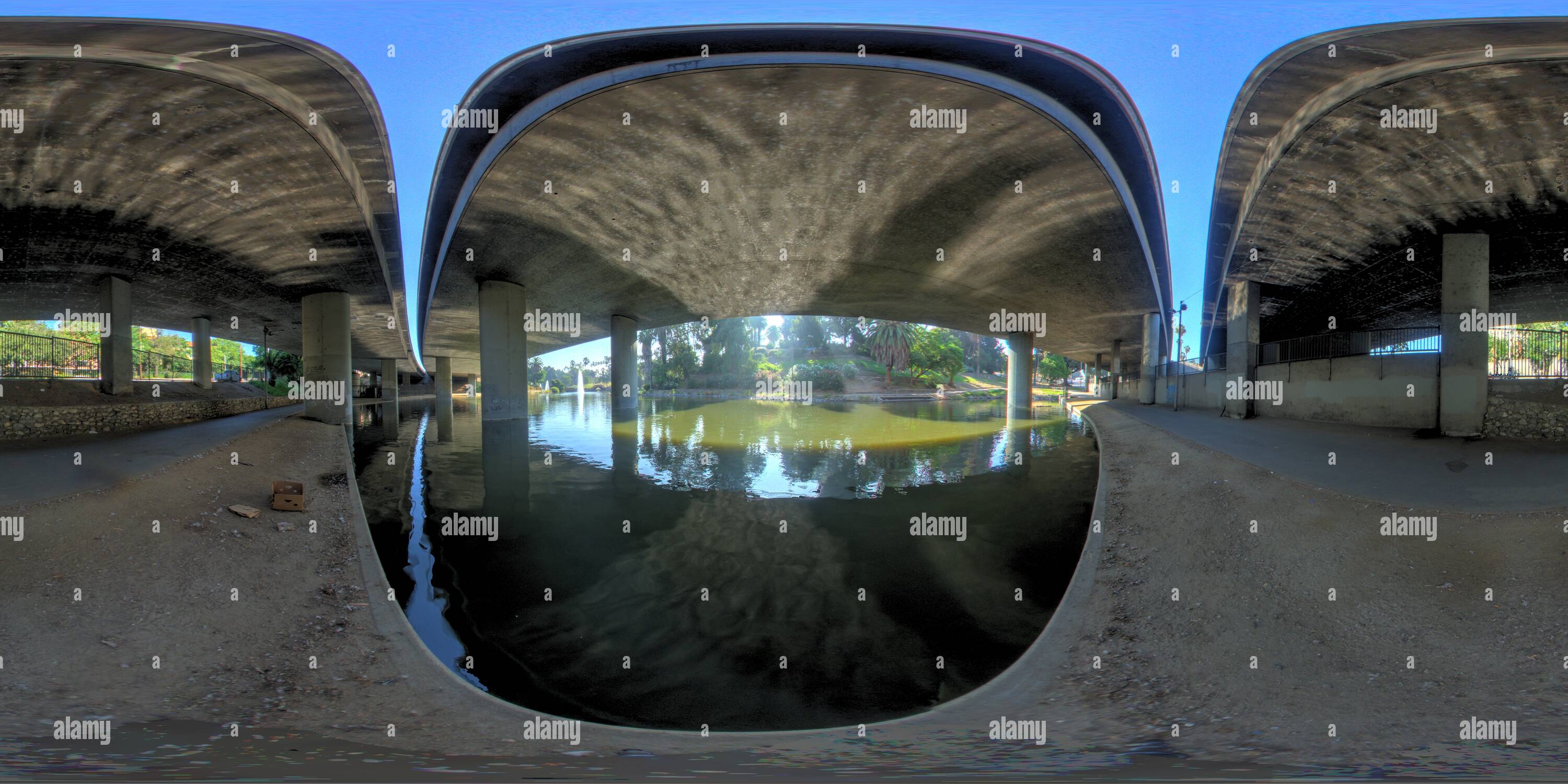 360° view of HDR 360 Pano DTLA Eastside Hollenbeck Park Lake - 036 - Alamy