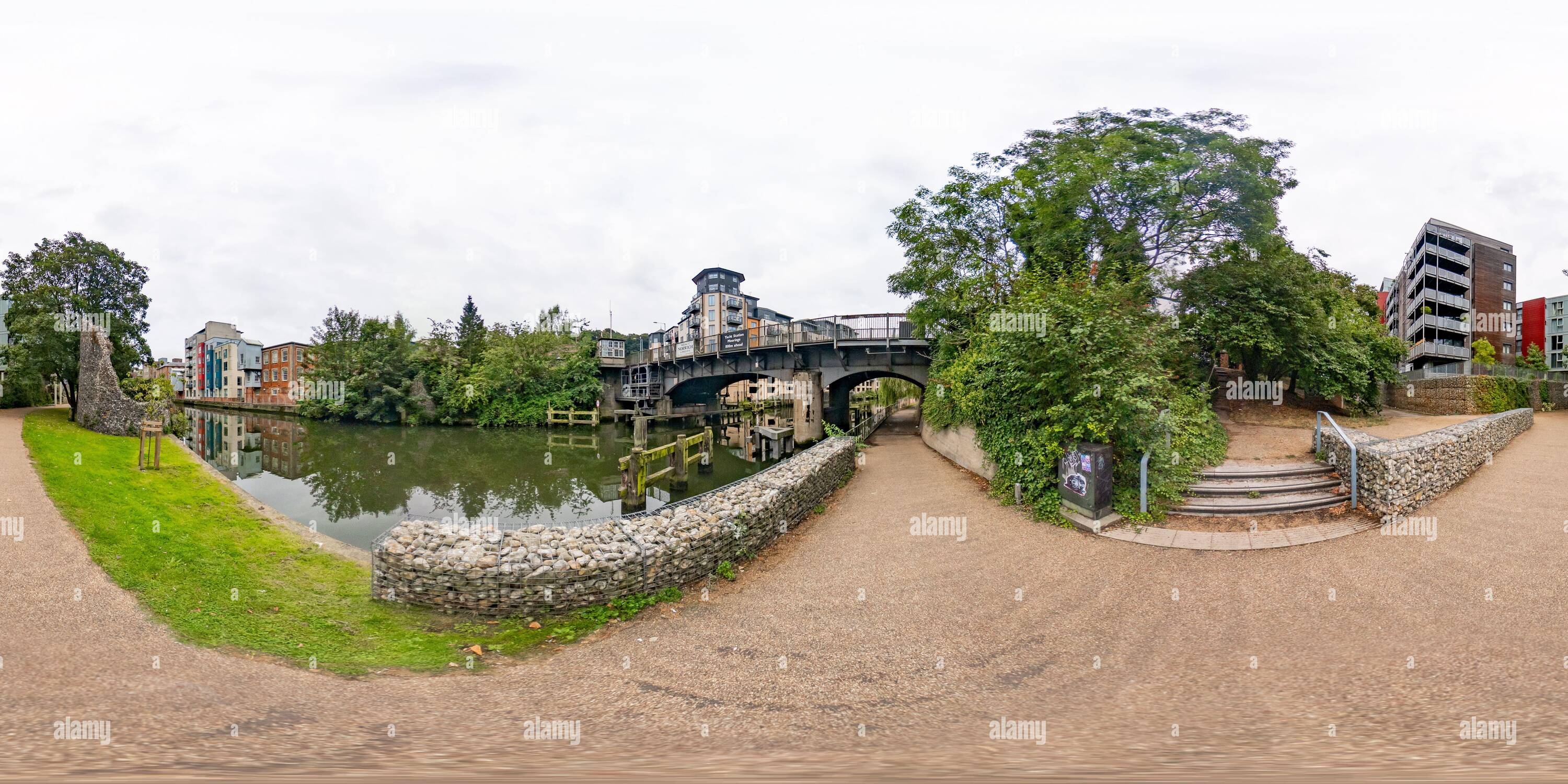 360° view of Norwich, Norfolk – September 11 2021. Carrow Road bridge ...