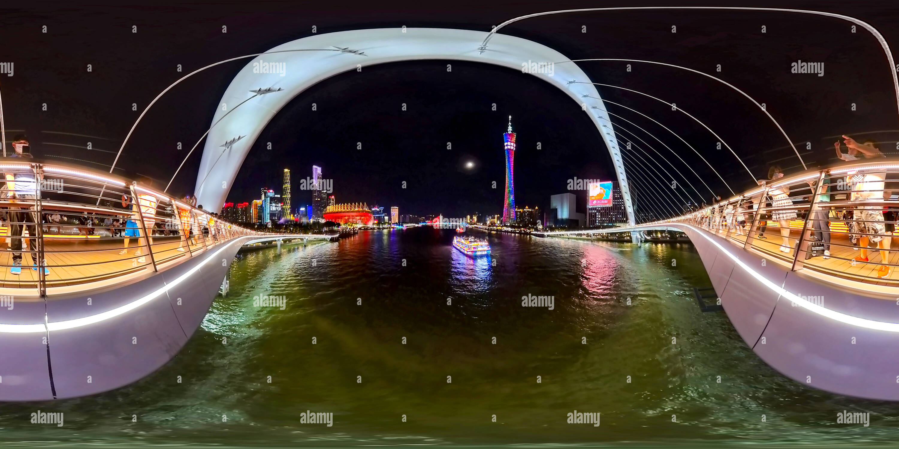 360° view of Haixin Bridge night,Guangzhou - Alamy