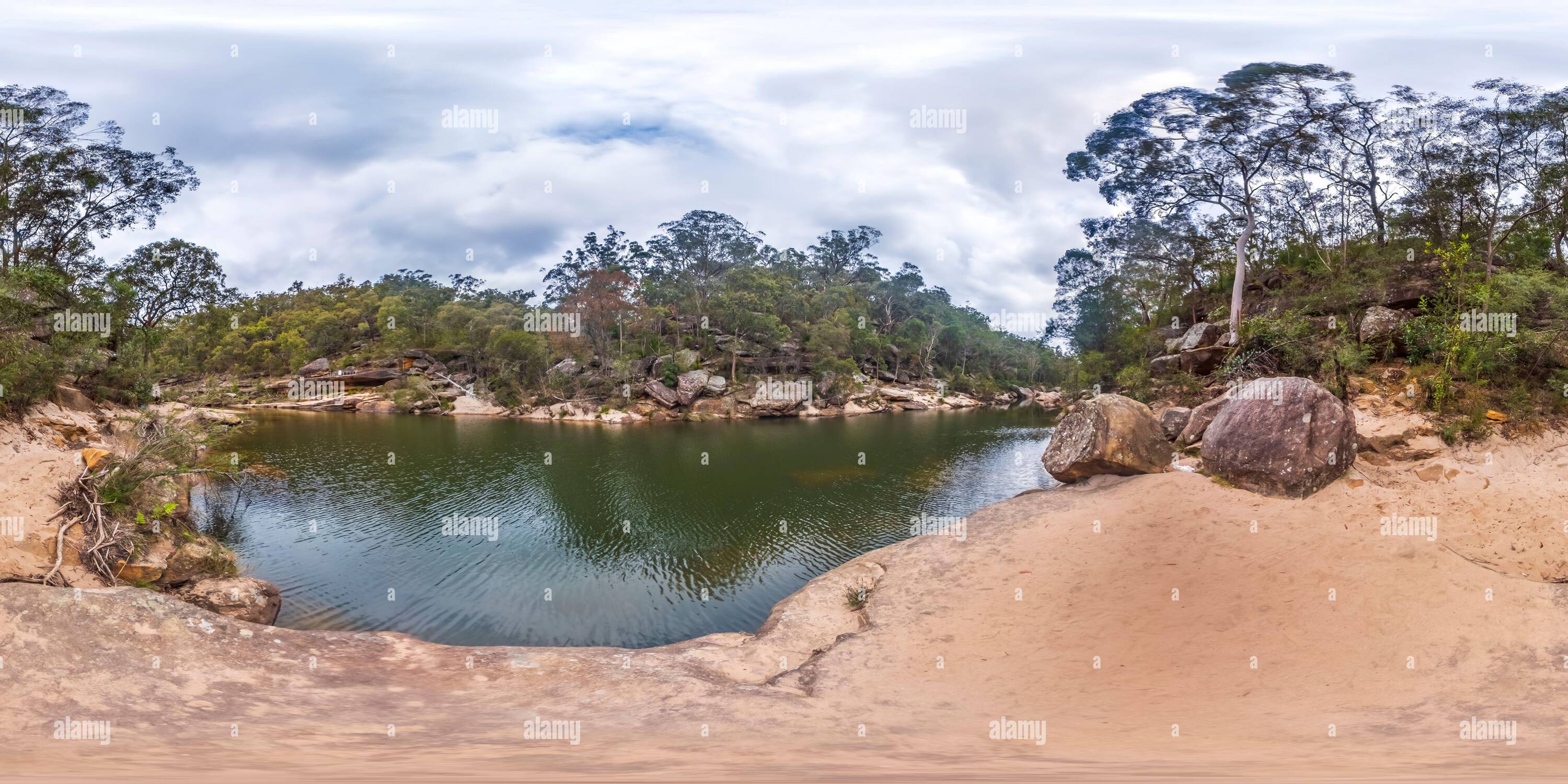 360° view of Spherical panoramic photograph of Glenbrook Creek near ...