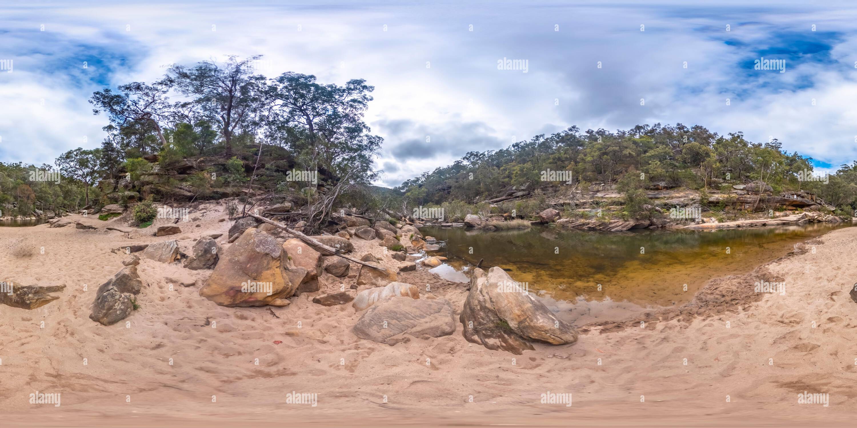 360° view of Spherical panoramic photograph of Glenbrook Creek near ...