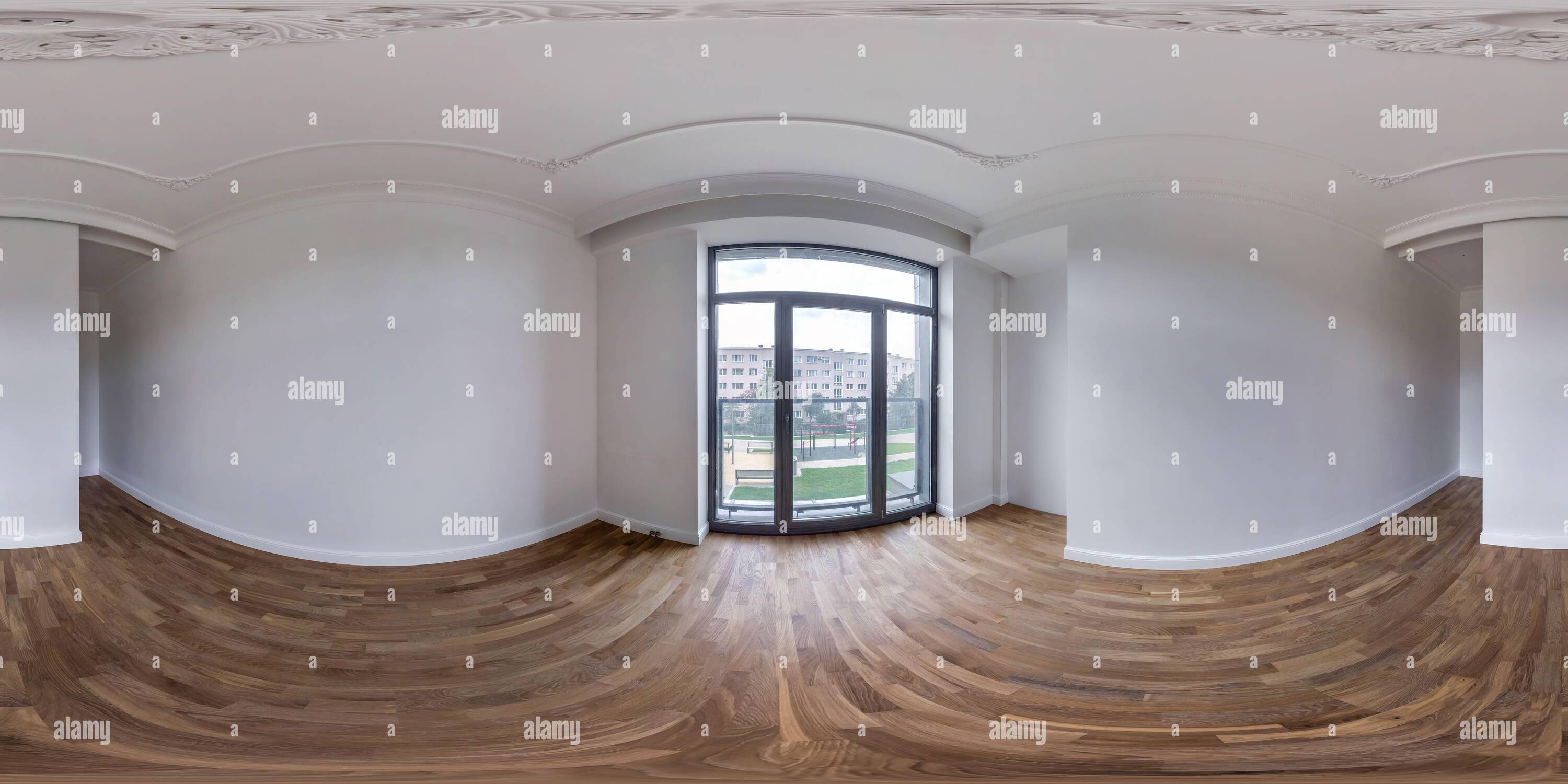 360° view of empty room without furniture. full spherical hdri panorama ...
