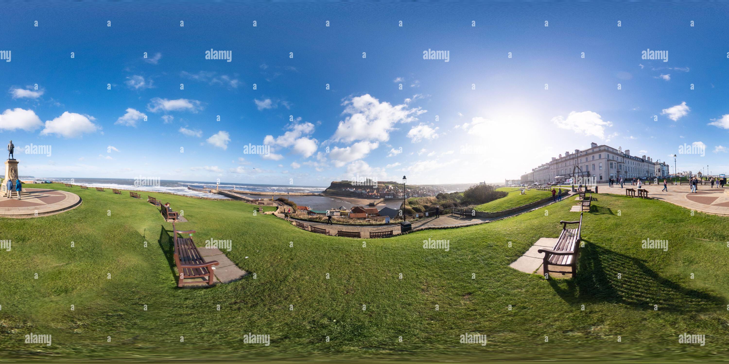 360° view of 360 spherical panorama of the view over Whitby Harbour ...