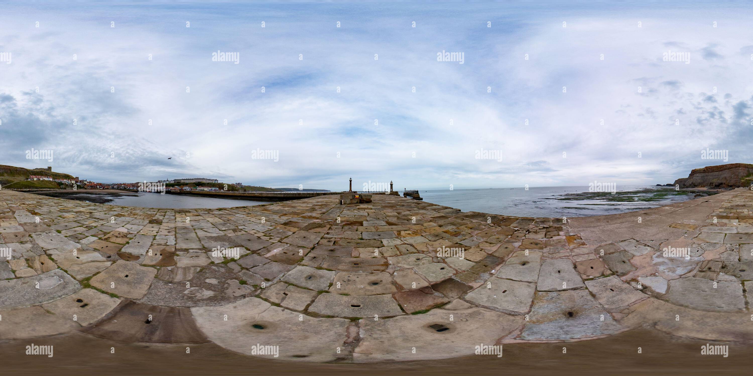 360° view of 360 spherical panorama captured on the West Pier in Whitby ...