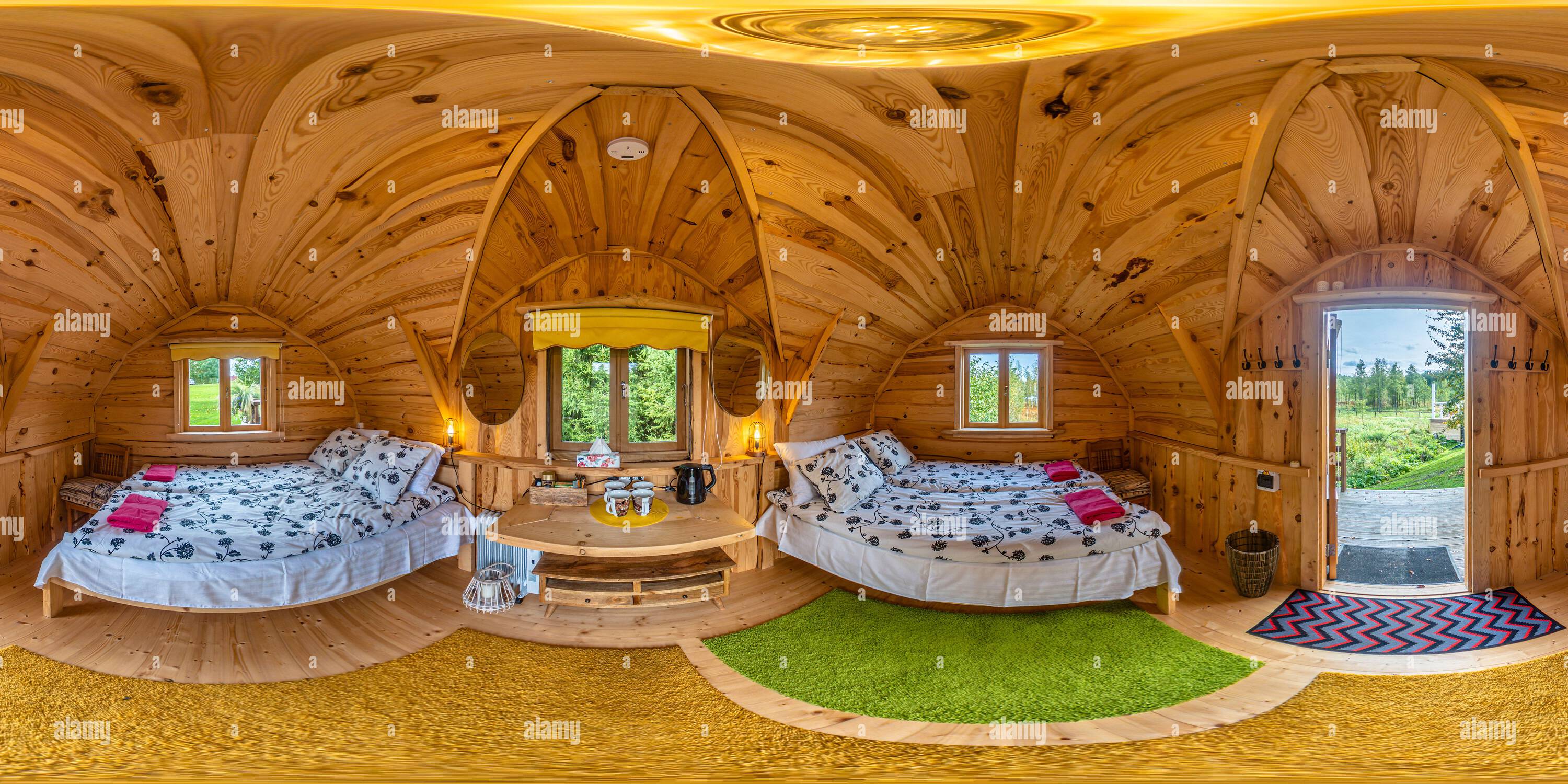 360° view of Interior view of an all wooden summer cottage - Alamy