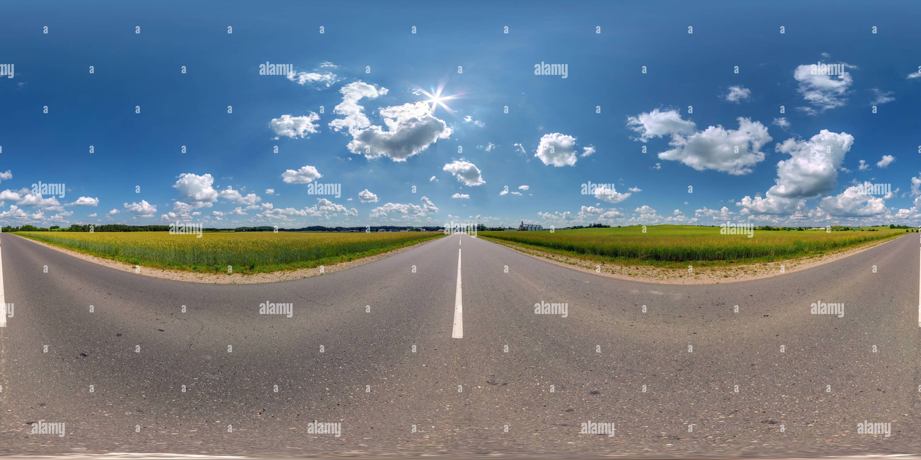 360° view of seamless hdri 360 panorama view on asphalt road among ...