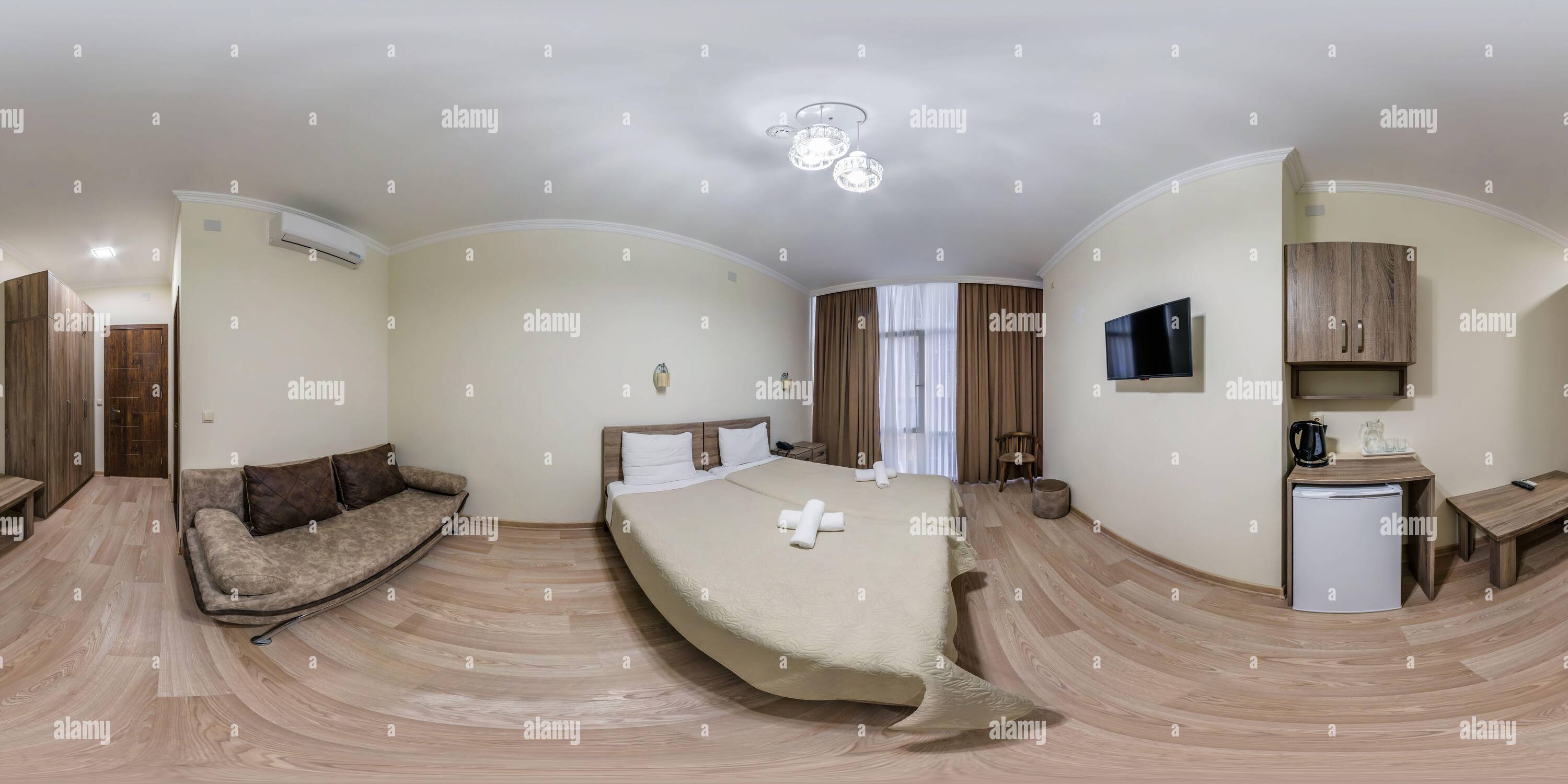 360° view of Full spherical seamless hdri 360 panorama in interior of ...