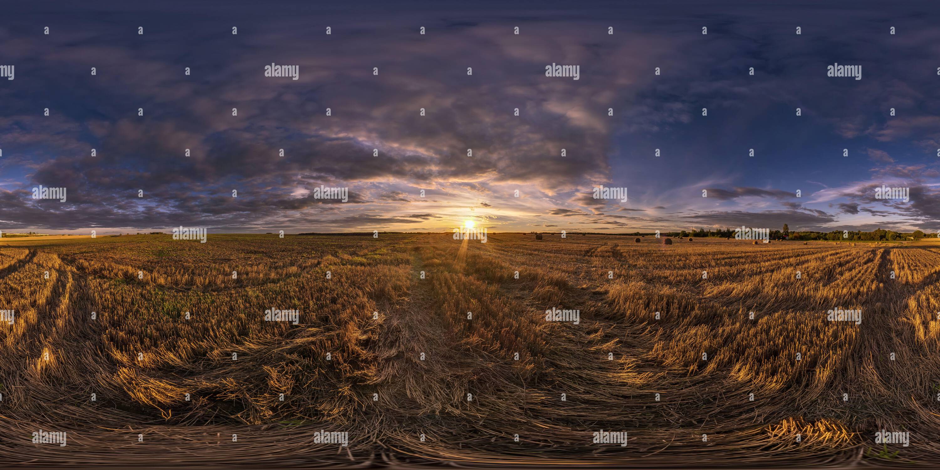 360° view of spherical evening hdri panorama 360 view among farming ...