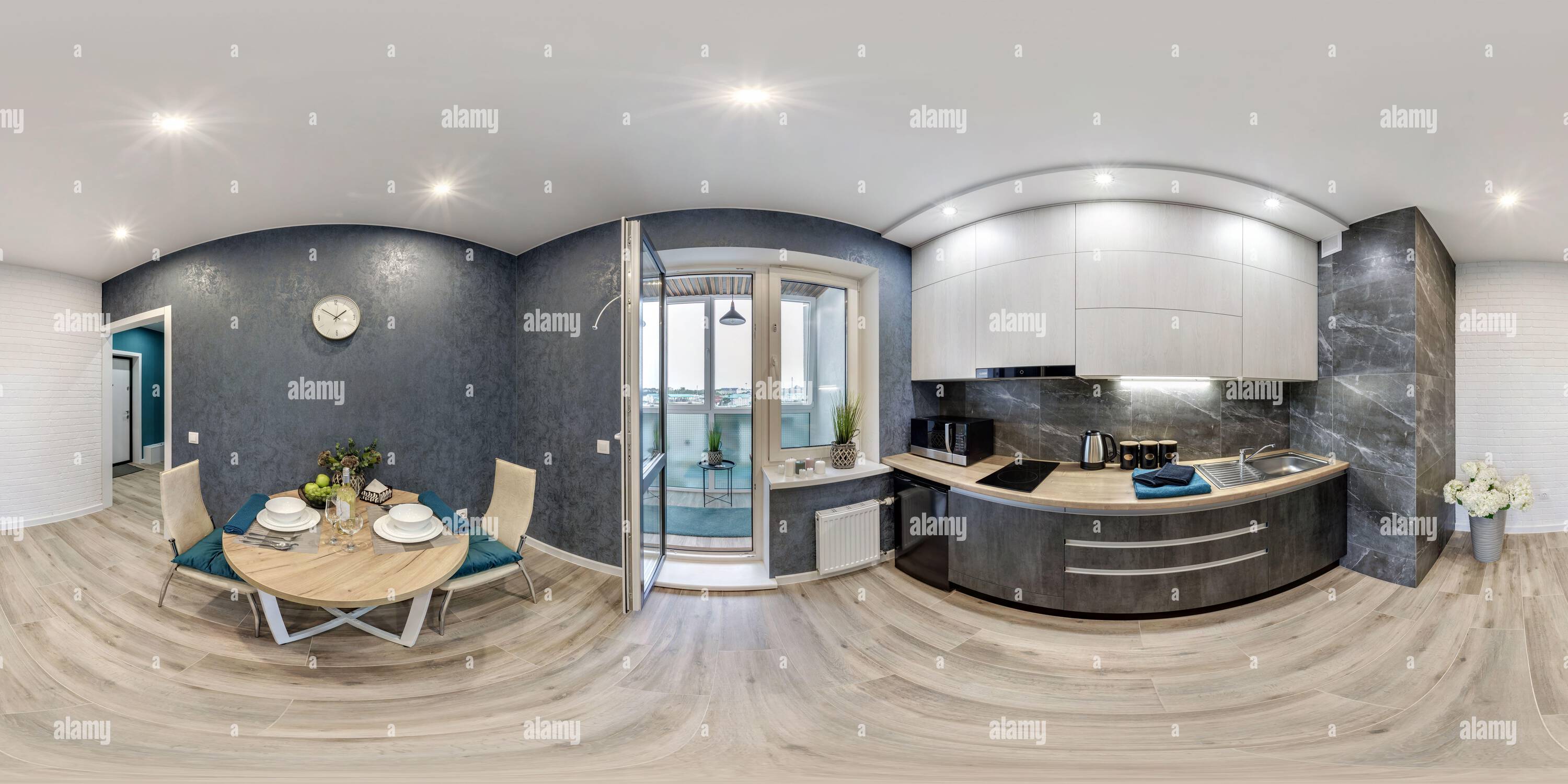 360° view of 360 seamless hdri panorama view inside small kitchen with ...