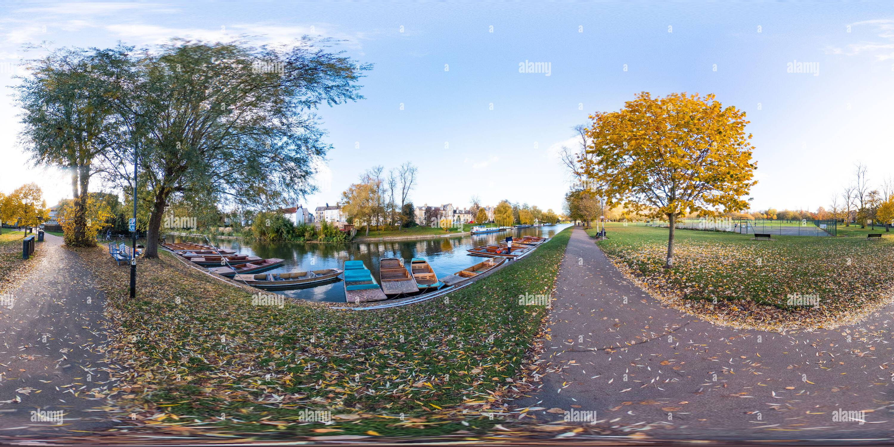 360° view of 360 photo of traditional wooden punts moored on the River ...