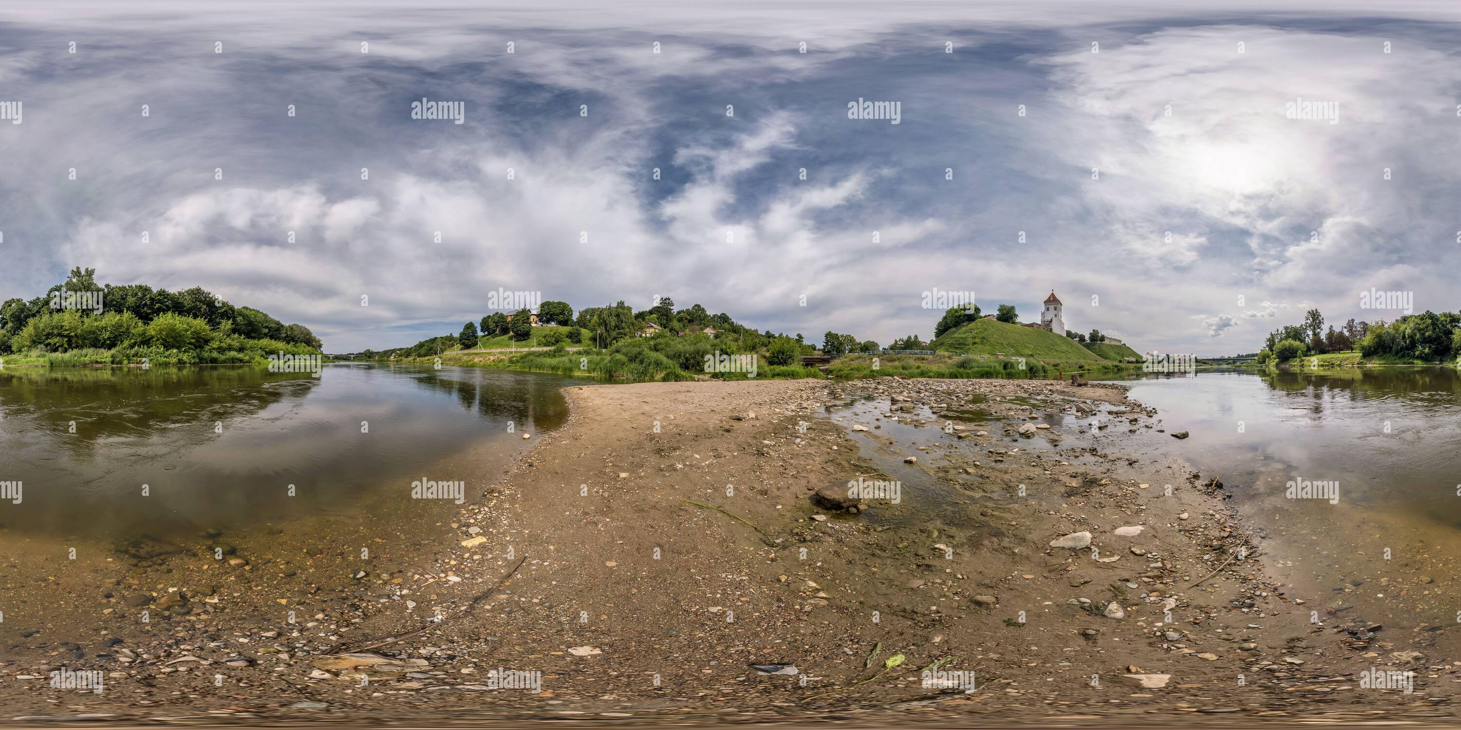 360° view of 360 seamless hdri panorama viewon a dry river bed shallow ...