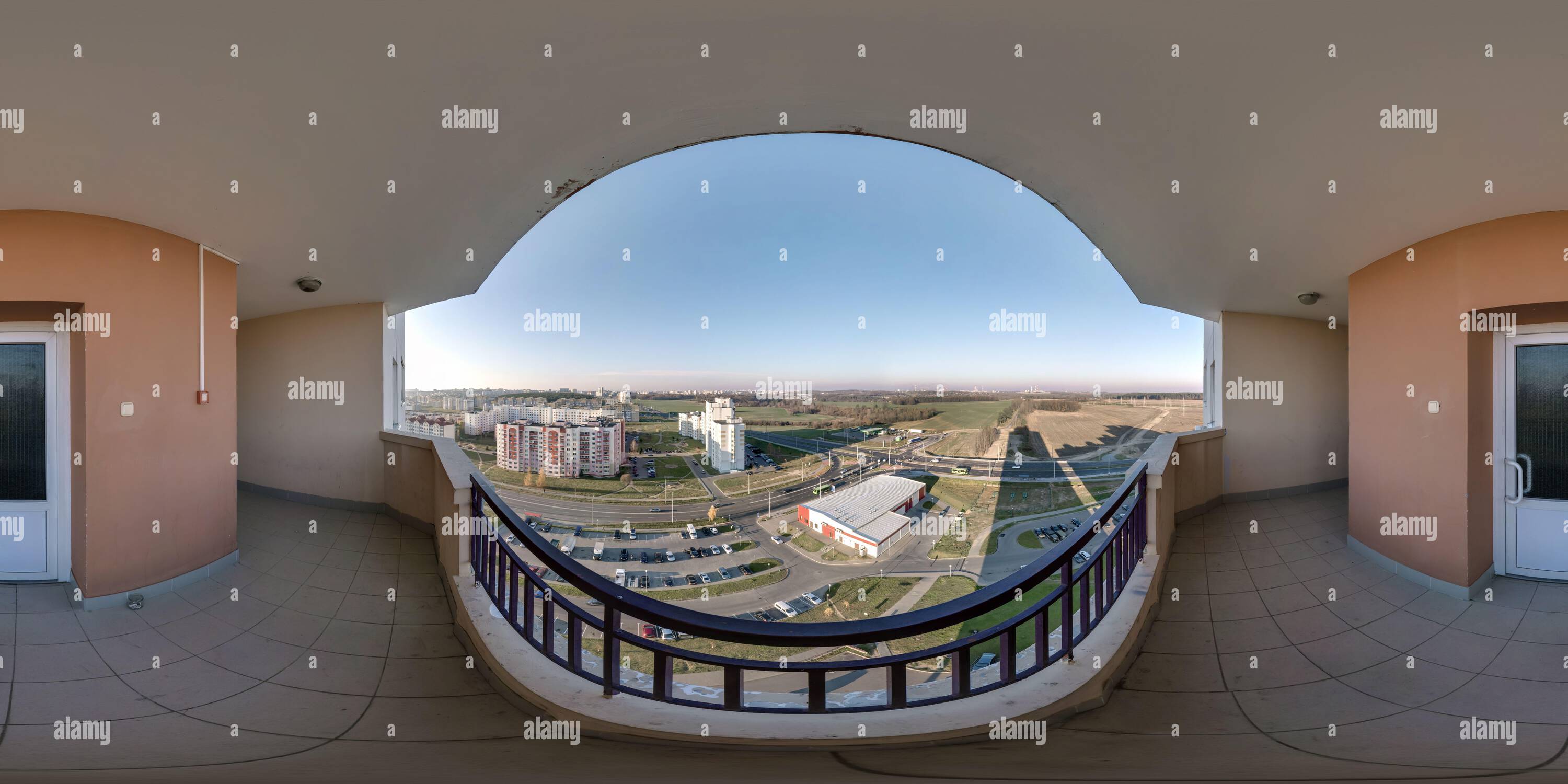 360° view of 360 hdri panoramaa view from balcony of multi-storey ...