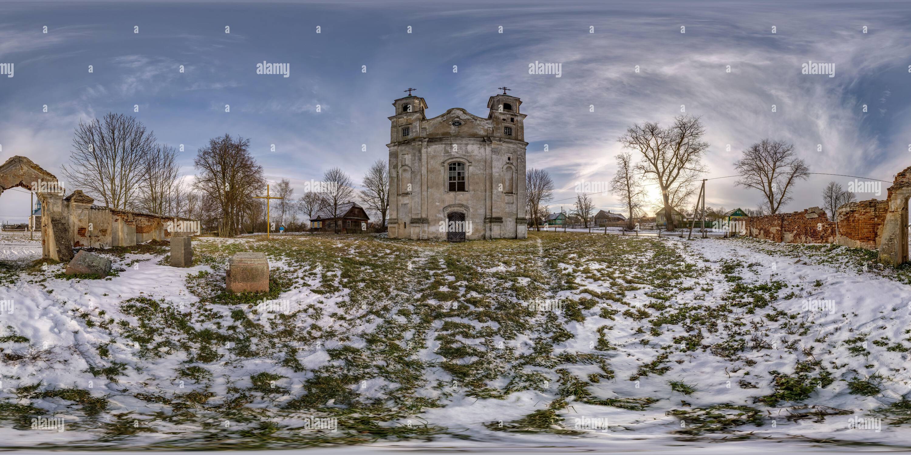 360° view of full winter hdri panorama 360 degrees angle view near ...