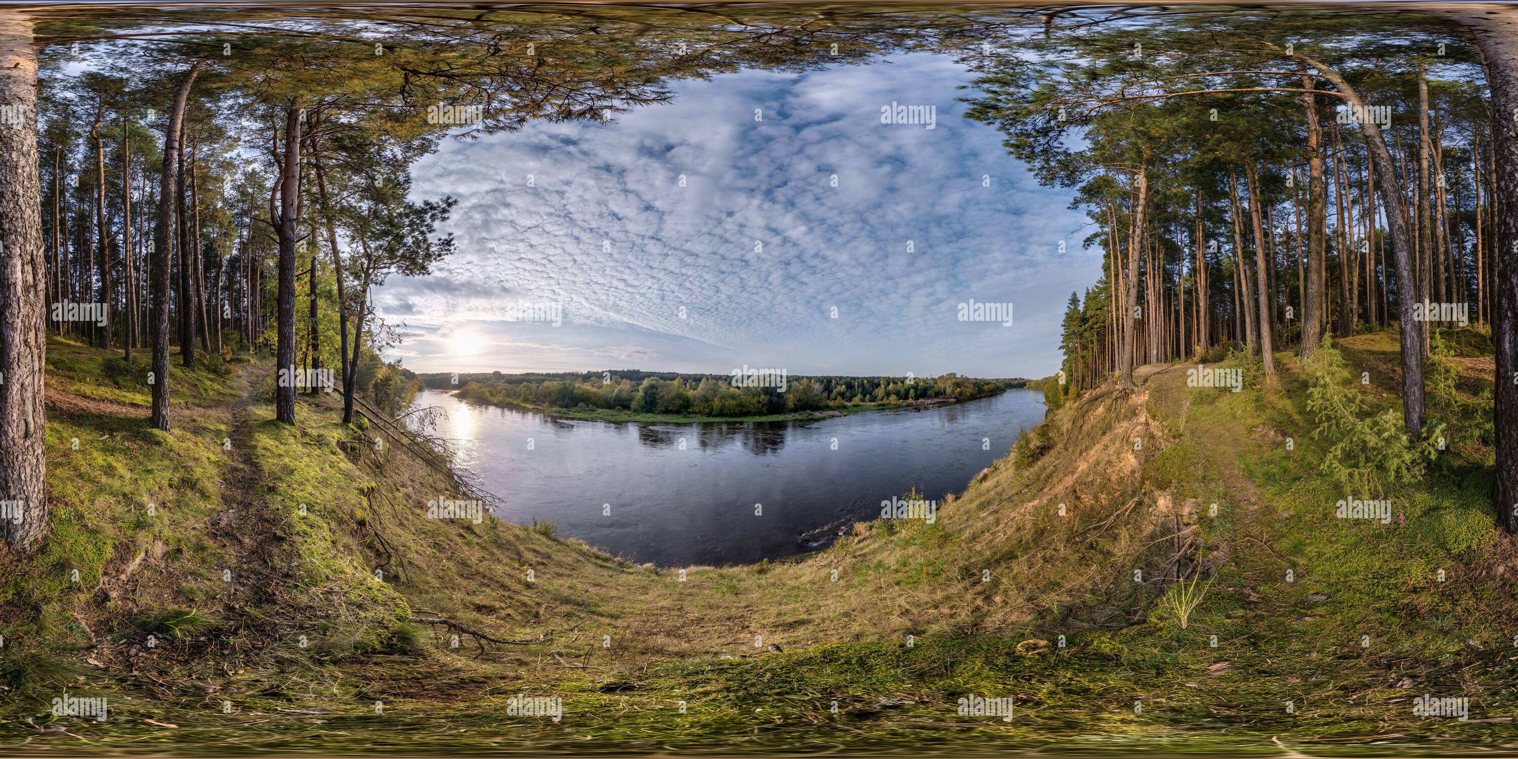 360° view of full seamless hdr 360 panorama view on high bank of wide ...