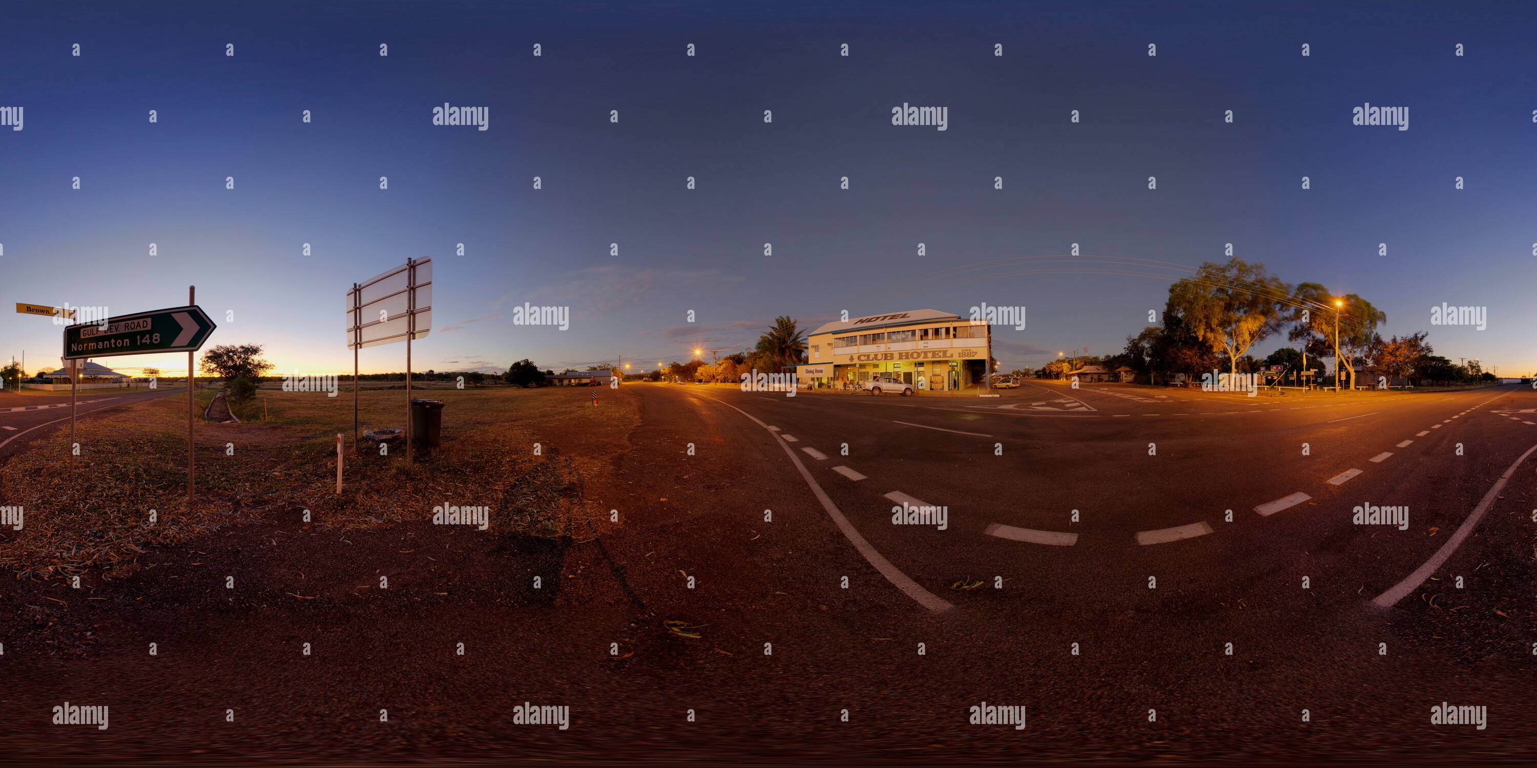360° view of Sunset over the last remaining hotel in the gold mining ...