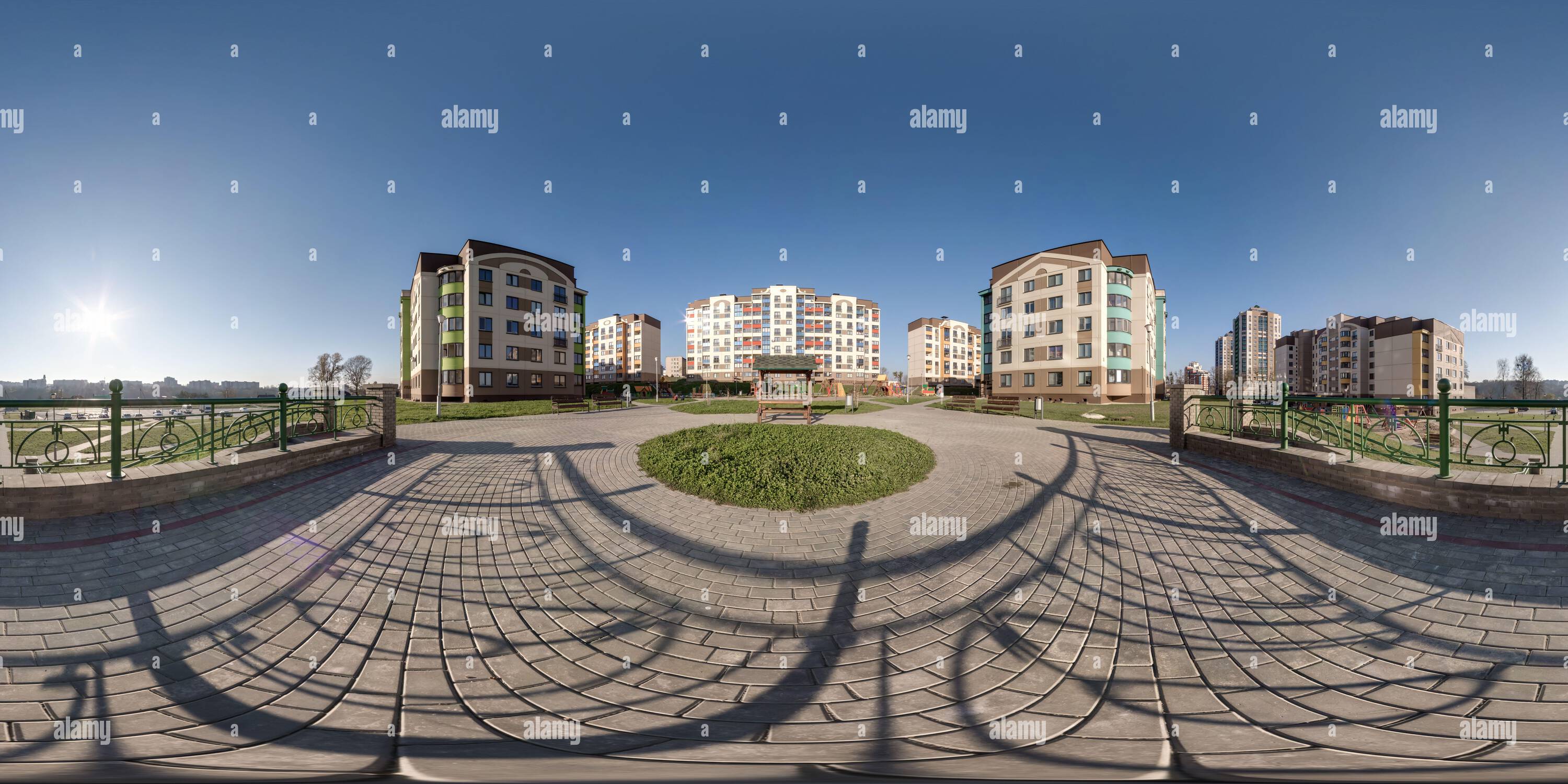360° view of 360 hdri panorama in middle of modern multi-storey multi ...