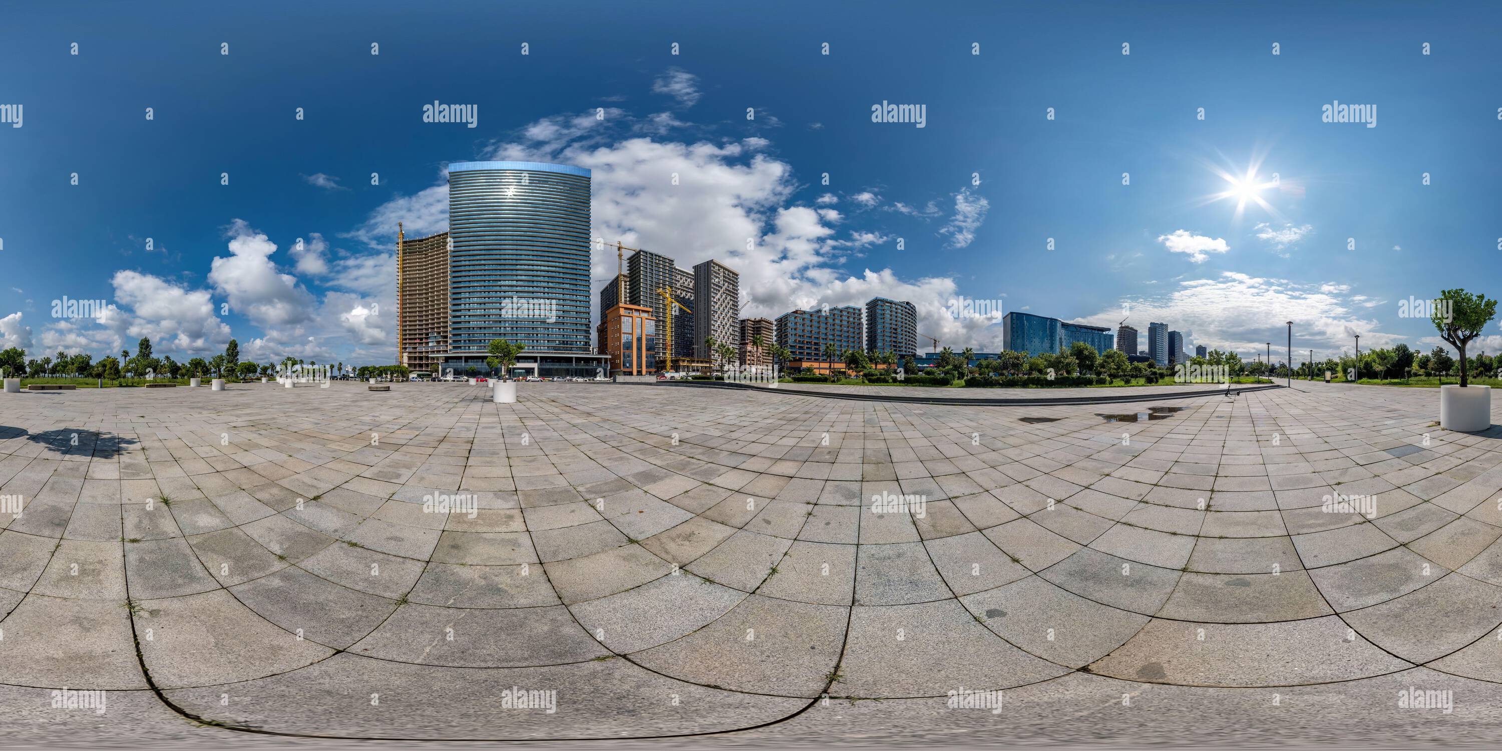 360° view of 360 seamless hdri panorama view on square near seashore or ...