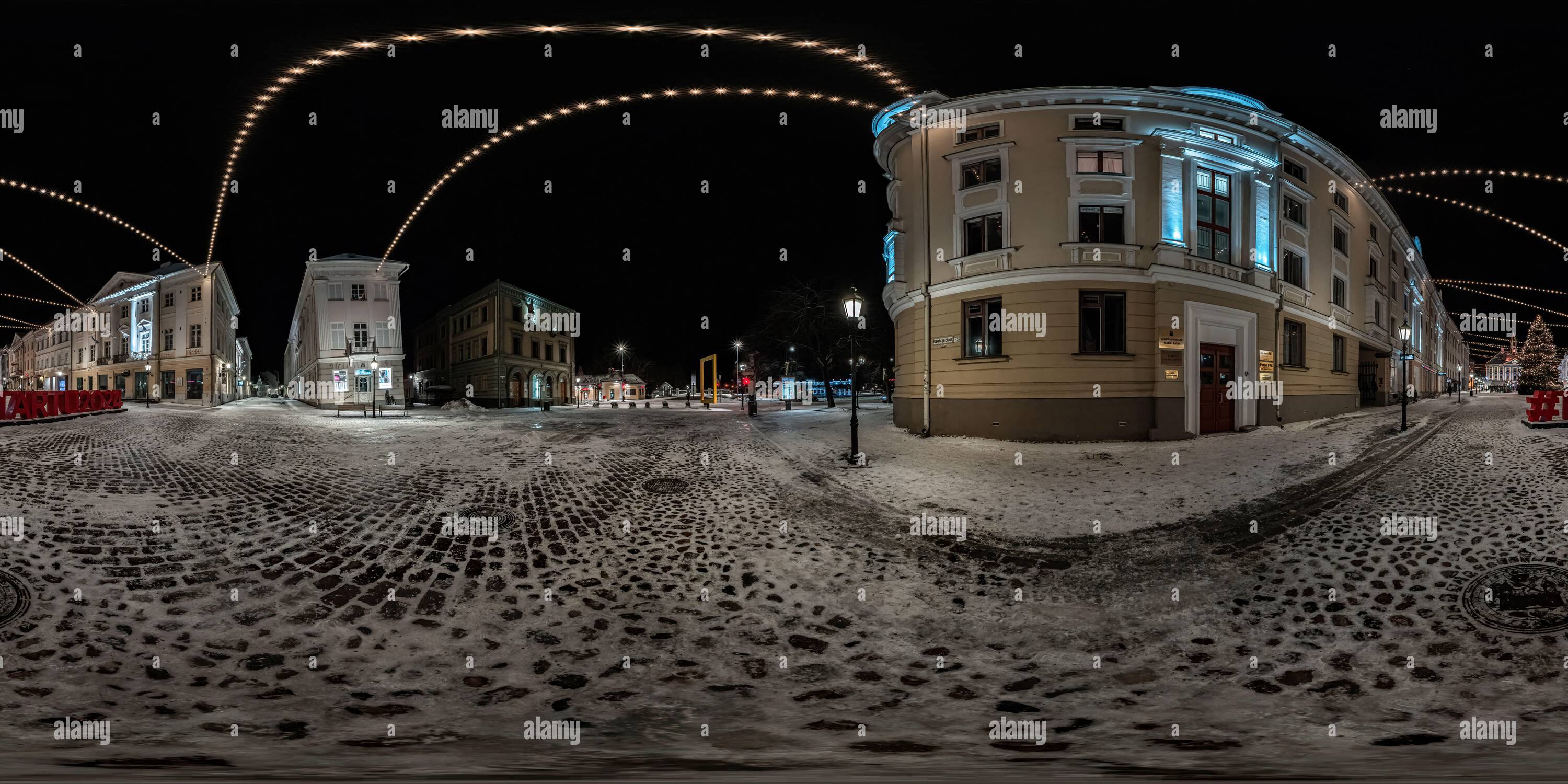 360° view of Old town square at night with christmas decorations - Alamy