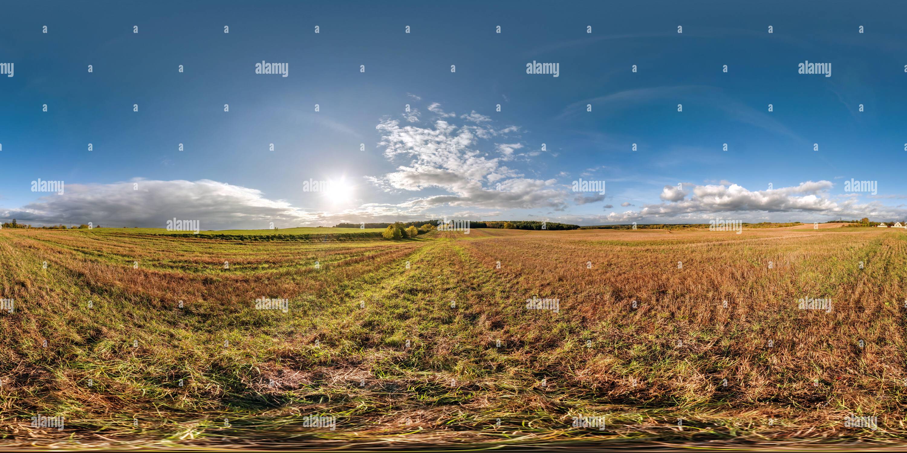 360° view of hdri panorama 360 view among farming fields with sunset ...