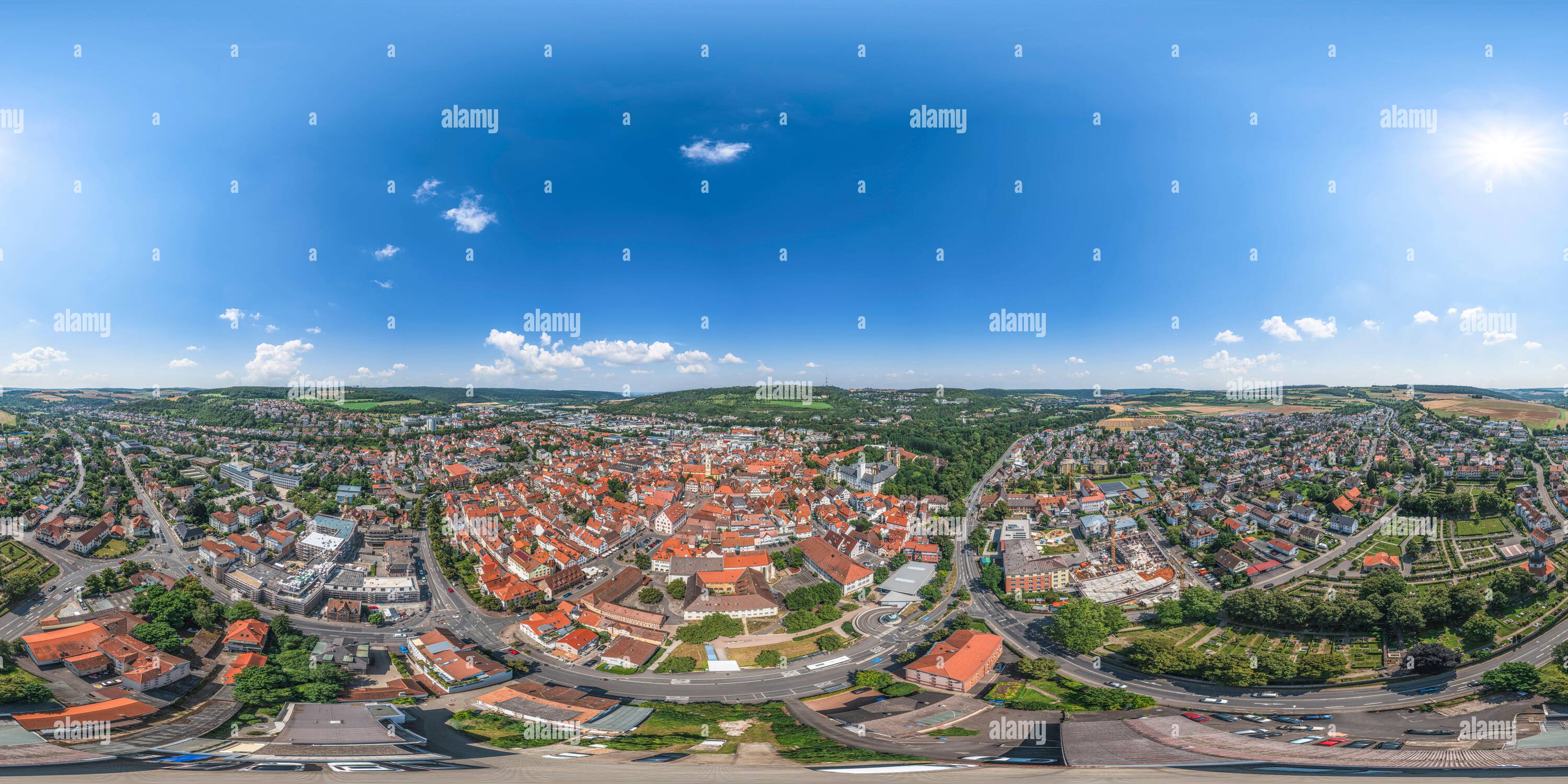 360° view of 360° - Aerial view to region of Bad Mergentheim in the ...