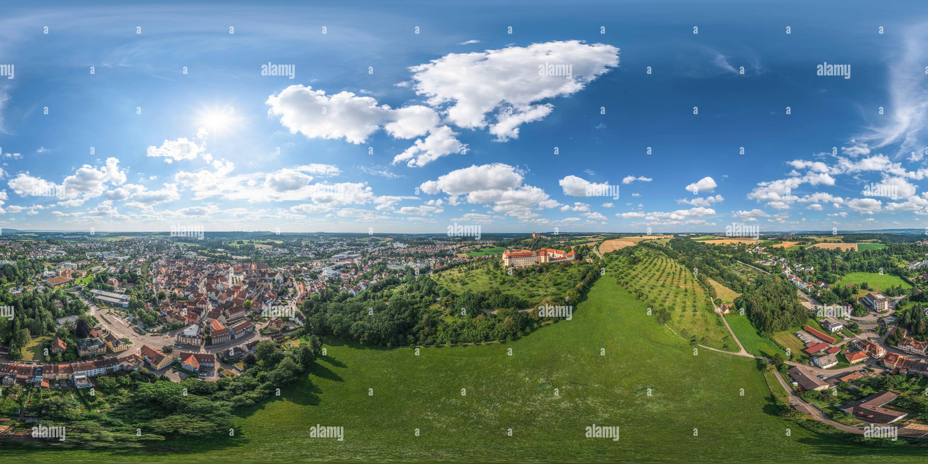 360° view of 360° - aerial view to Ellwangen on Jagst and surrounding ...