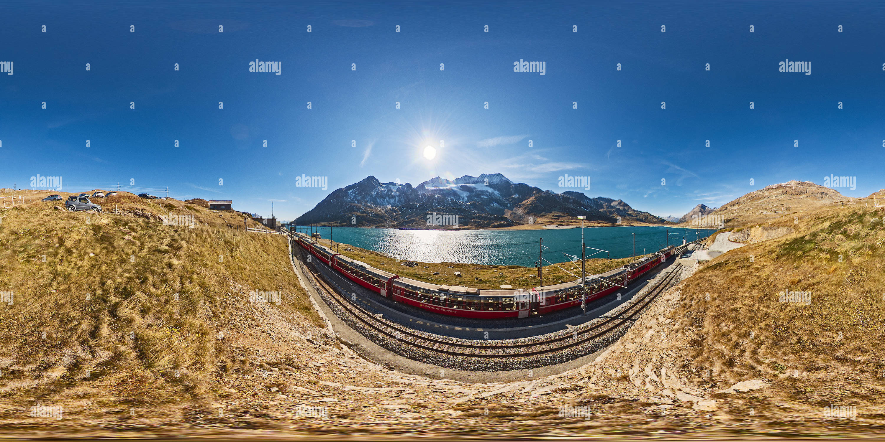 360° view of Rhaetische Bahn Bernina Line Ospizio Bernina Switzerland ...
